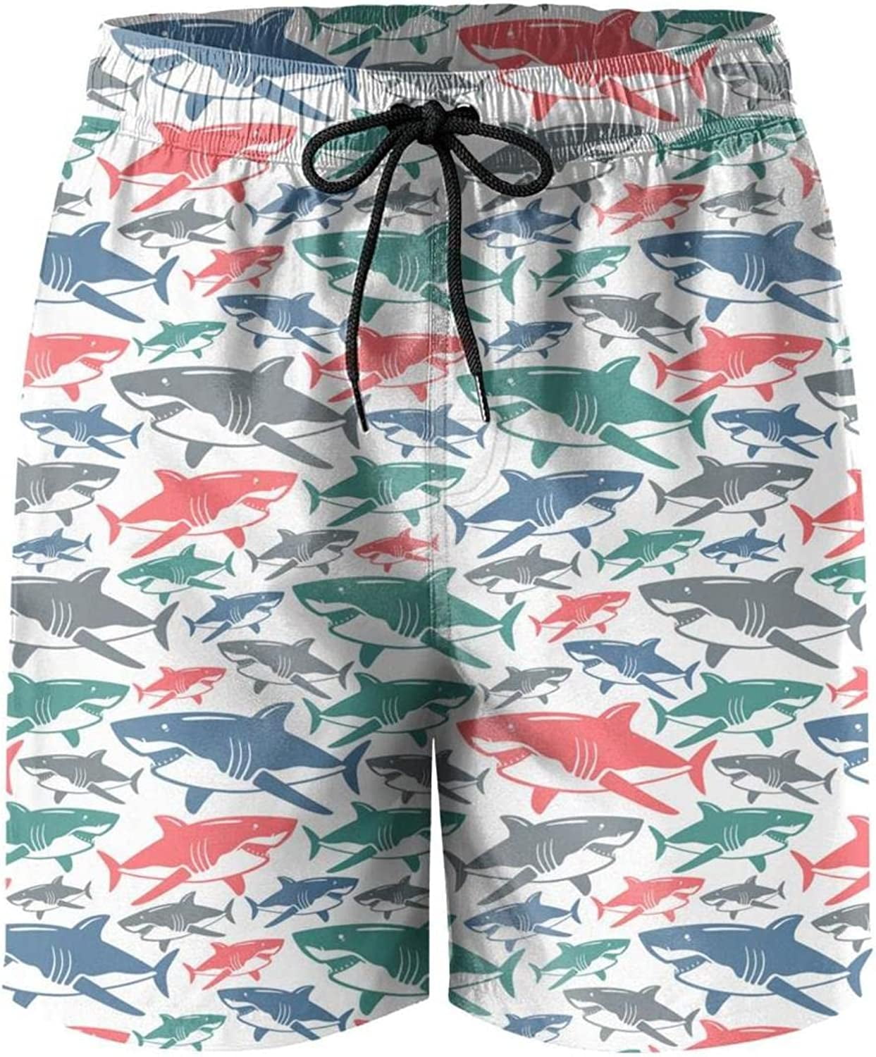 Men's Rainbow Art Shark Mens Swim Trunks Short Quick-Dry Swimming ...