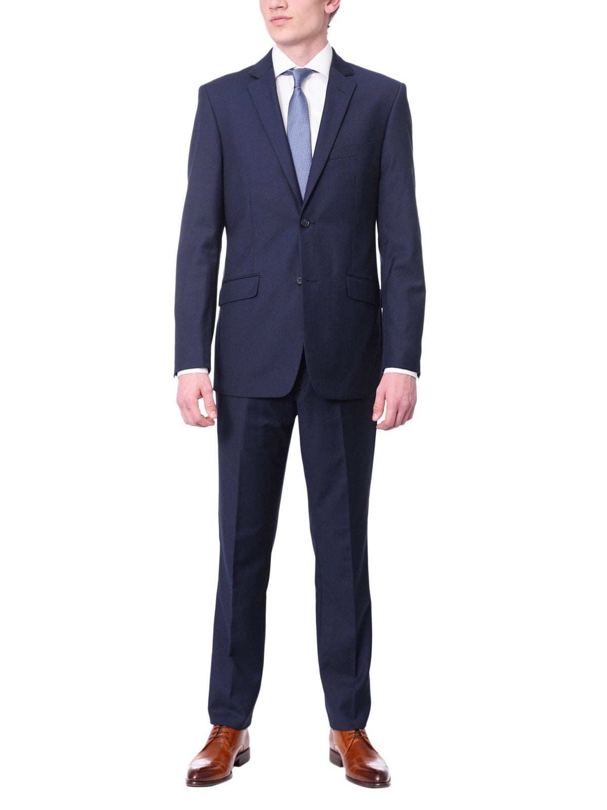 Men's Raphael Slim Fit Wool-touch Solid Blue Two Button 2 Piece Suit ...