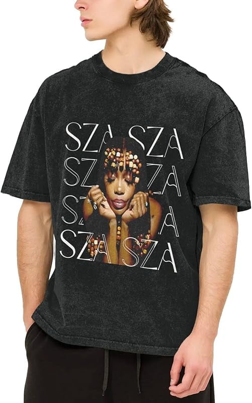 Men's Rapper Style T-Shirt Singer Music Print Tee Retro Drop Shoulder ...