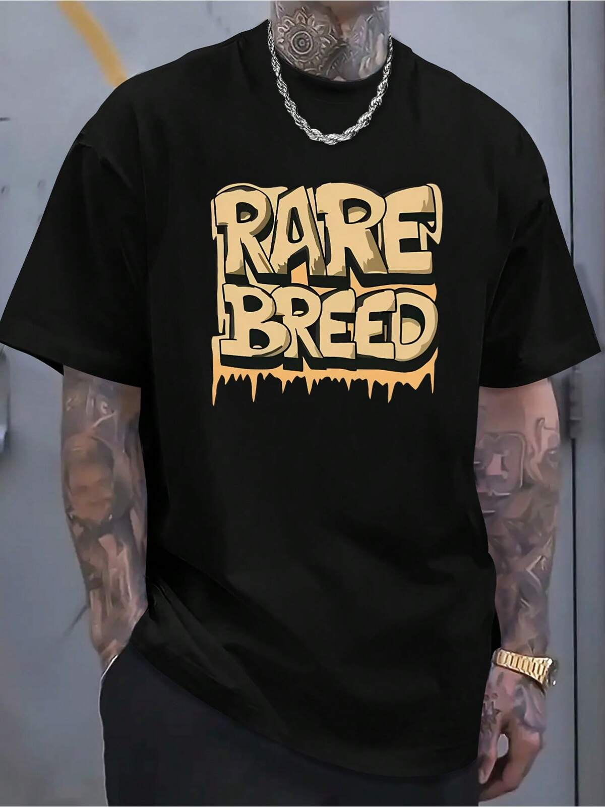 Men's "Rare Breed" Graphic T-Shirt - Casual Cotton, Short Sleeve, Round ...