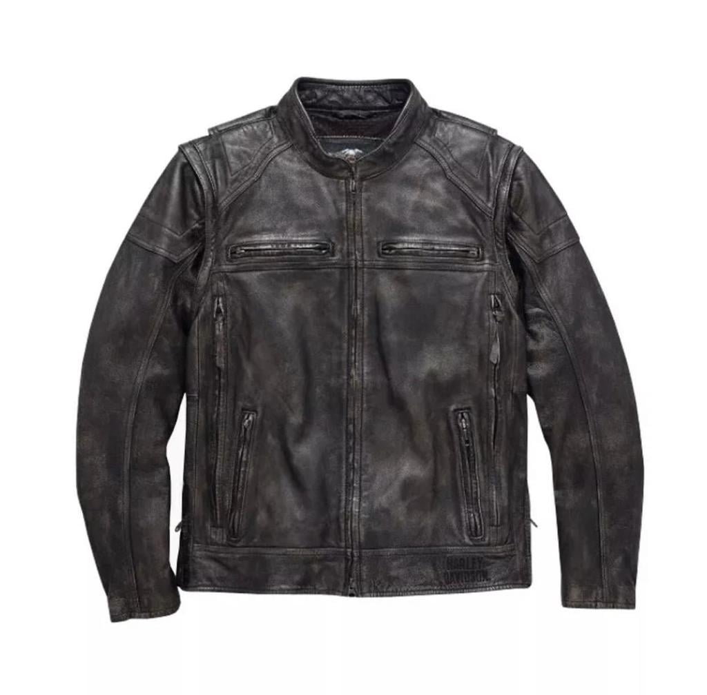Men's Real Cow Leather Motorcycle Jacket for Moto Biker - Walmart.com