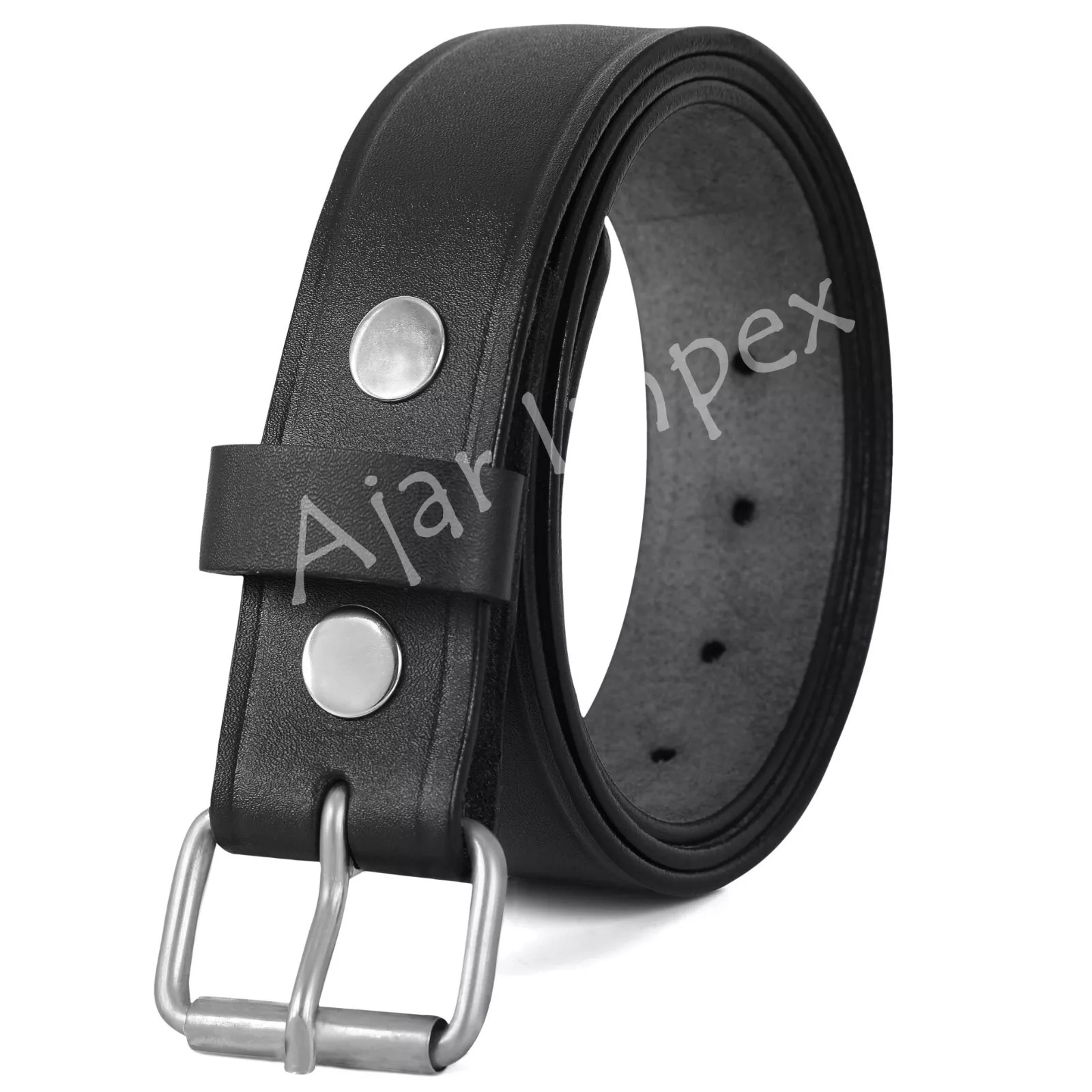 Men's Real Genuine Leather Belt Black 1.5" Wide 100% One Piece Buffalo ...