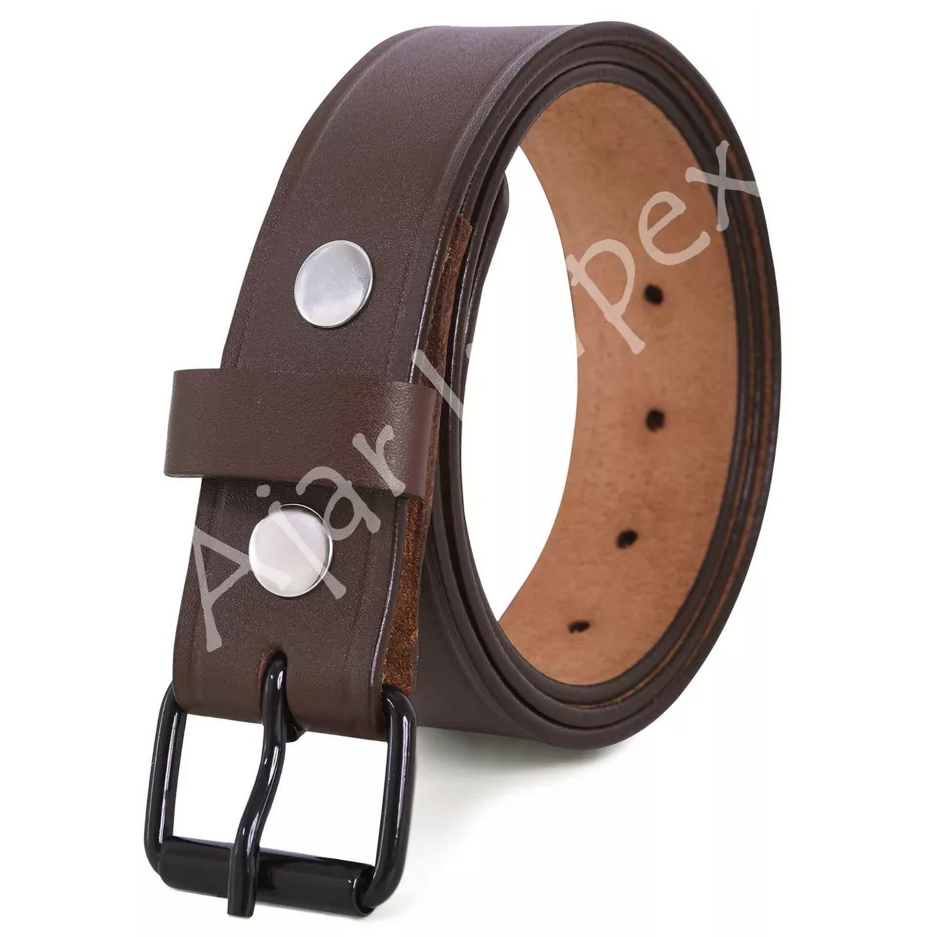 Men's Real Genuine Leather Belt Black 1.5" Wide 100% One Piece Buffalo ...