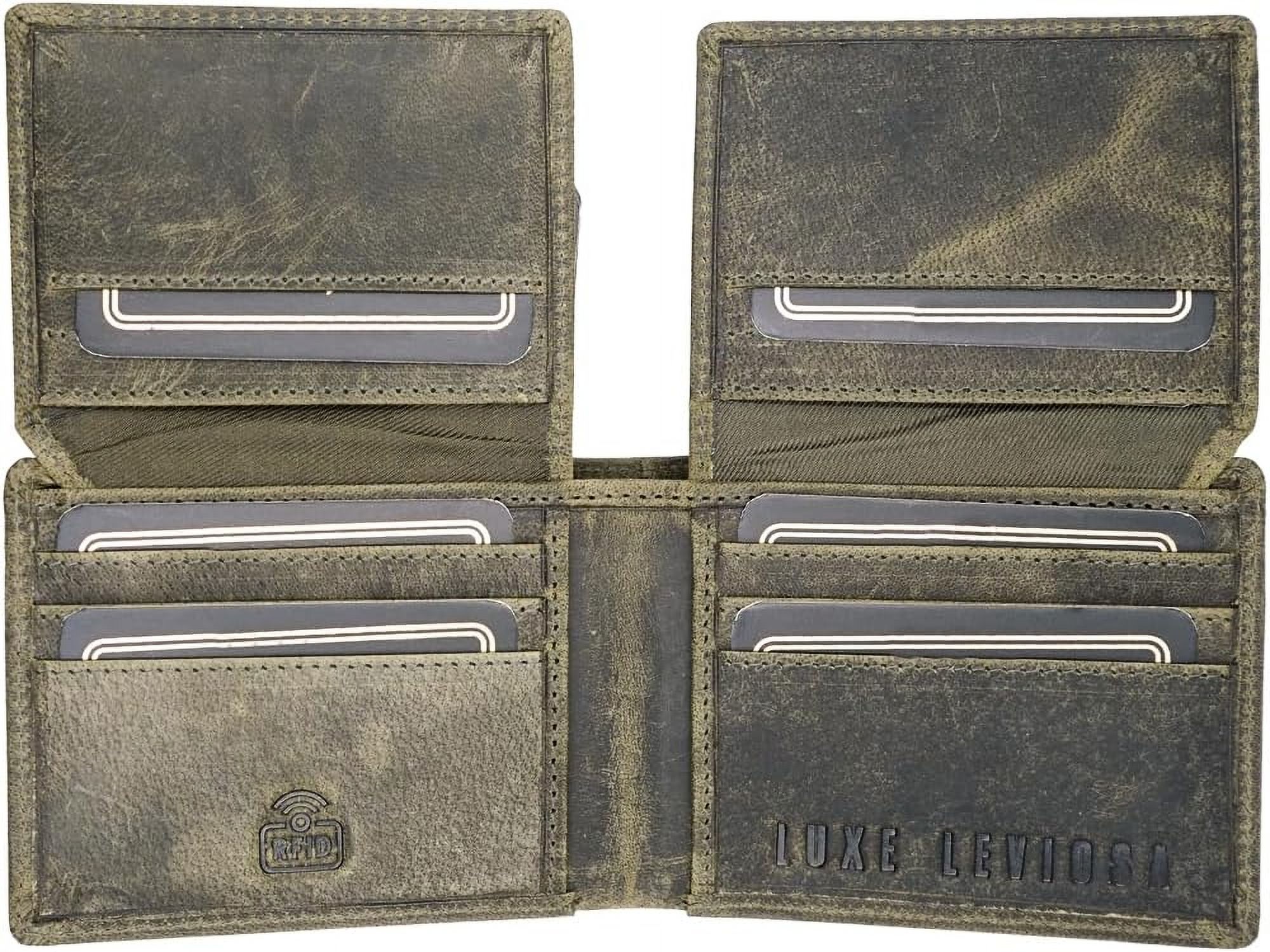 Men's Real Leather Bifold Wallet 2 ID Window Large Capacity RFID ...