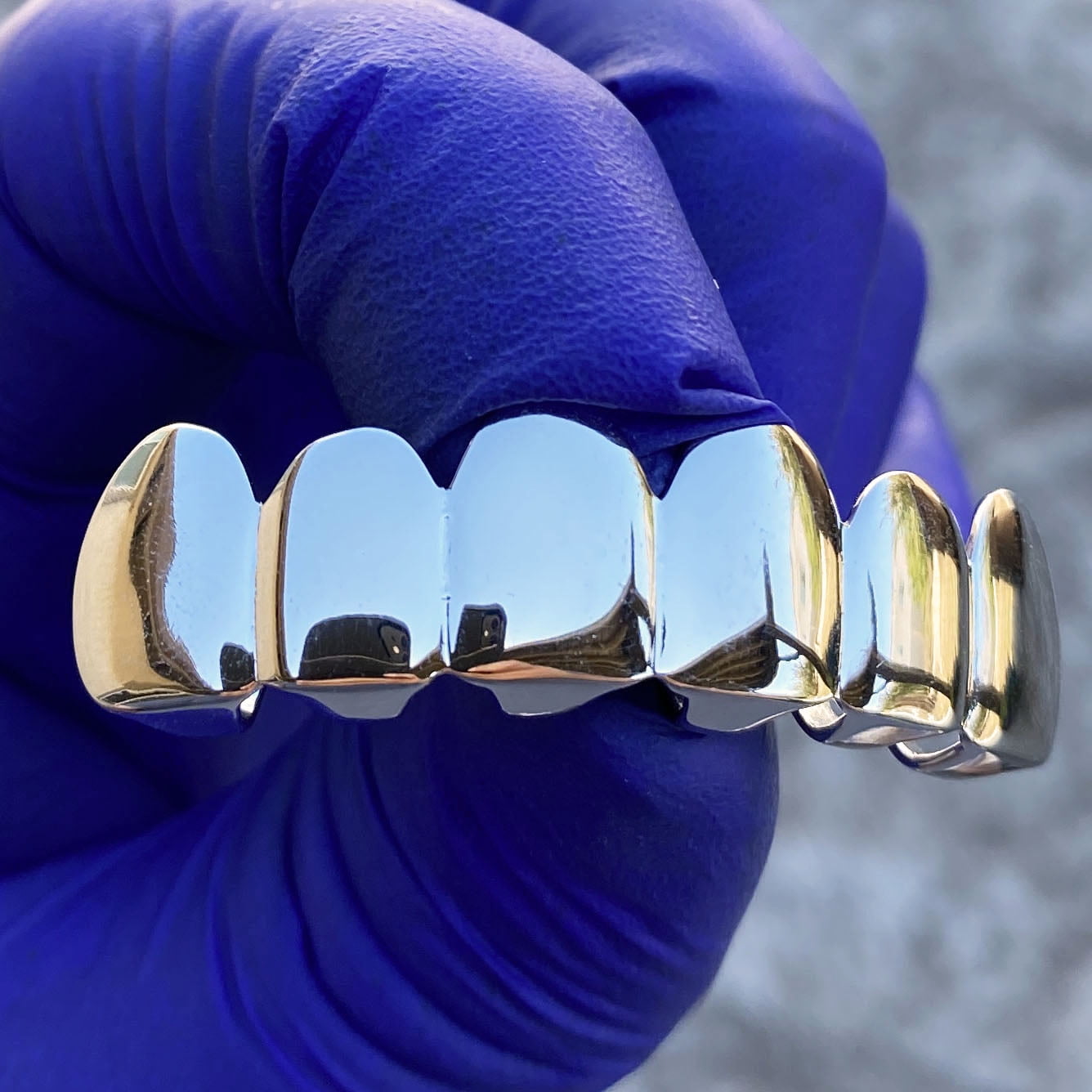 Men's Real Solid 925 Sterling Silver Grillz Top Six Teeth Row Pre-Made ...