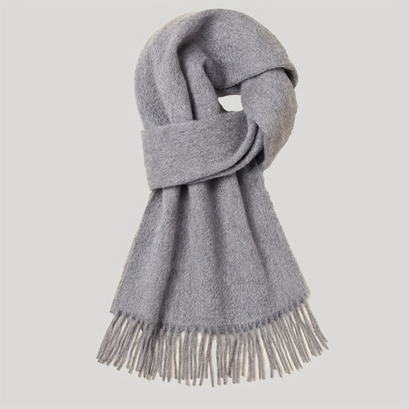 Men's Real Wool Scarf - Solid Color Winter Neck Warmer, Warm Wool Blend ...