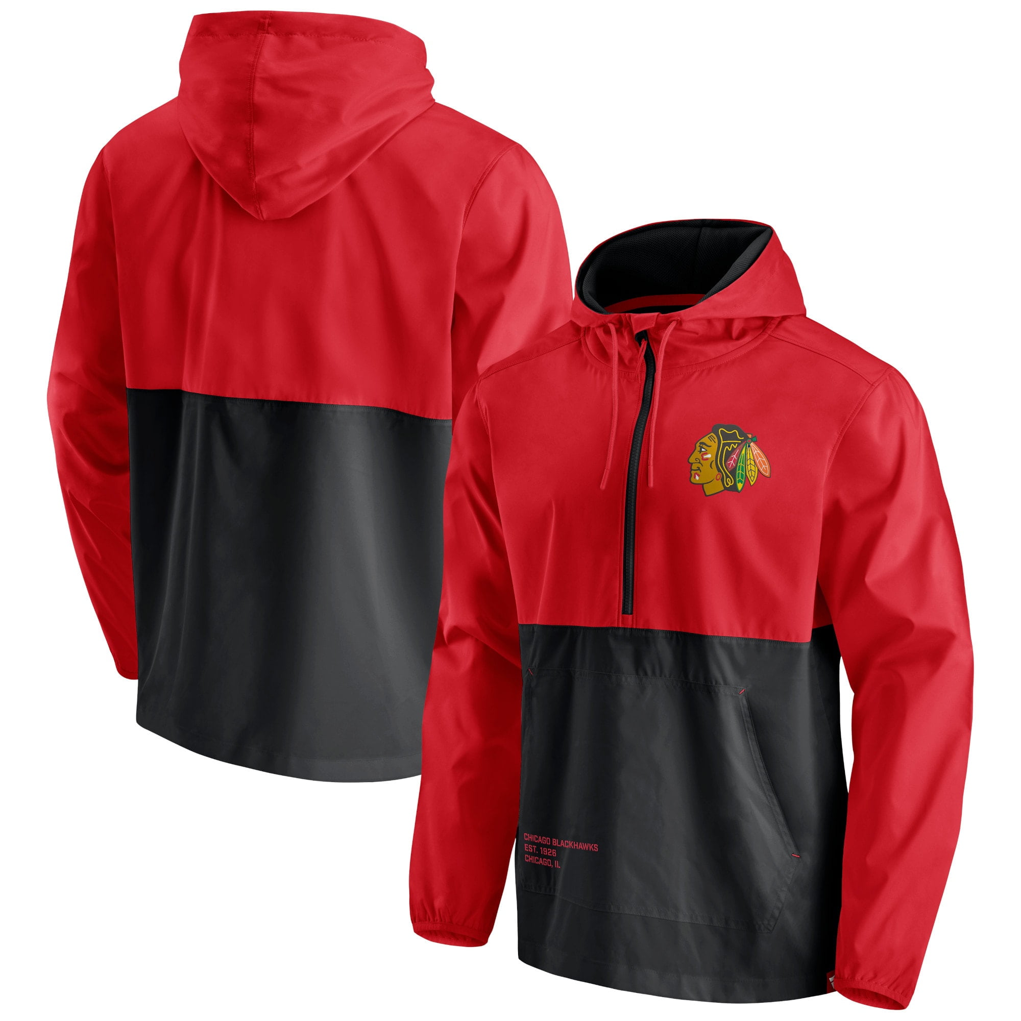 Men's Red/Black Chicago Blackhawks Thrill Seeker Anorak Half-Zip Jacket ...