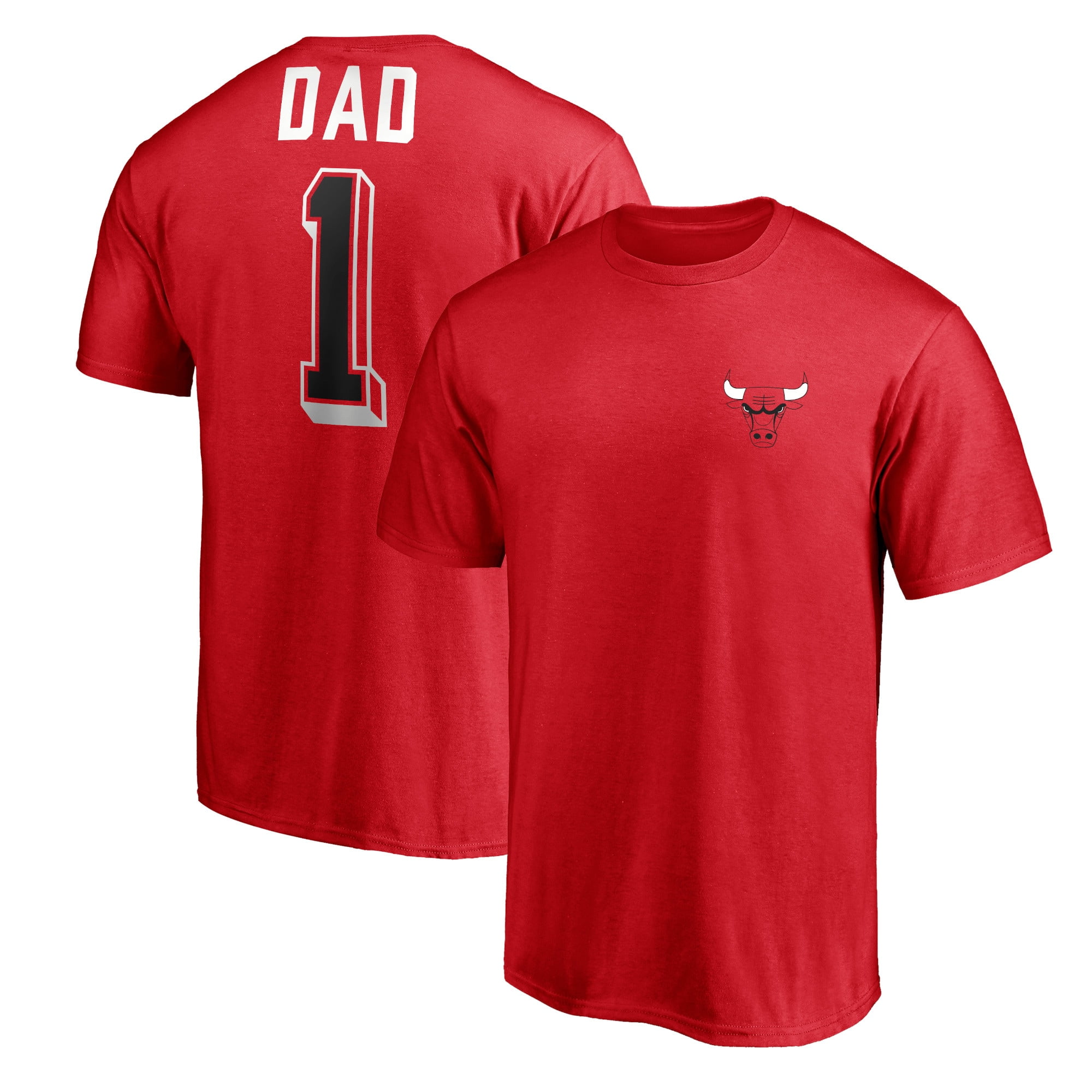 Men's Red Chicago Bulls Number One Dad T-Shirt - Walmart.com