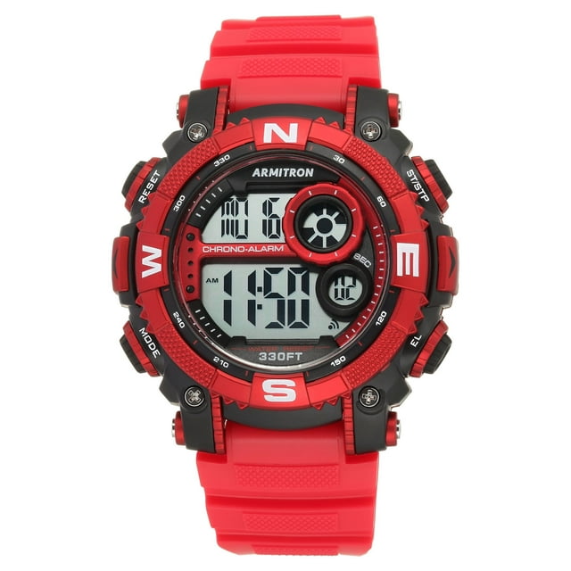 Men's Red Digital Armitron Sport Watch with Silicone Band - Walmart.com