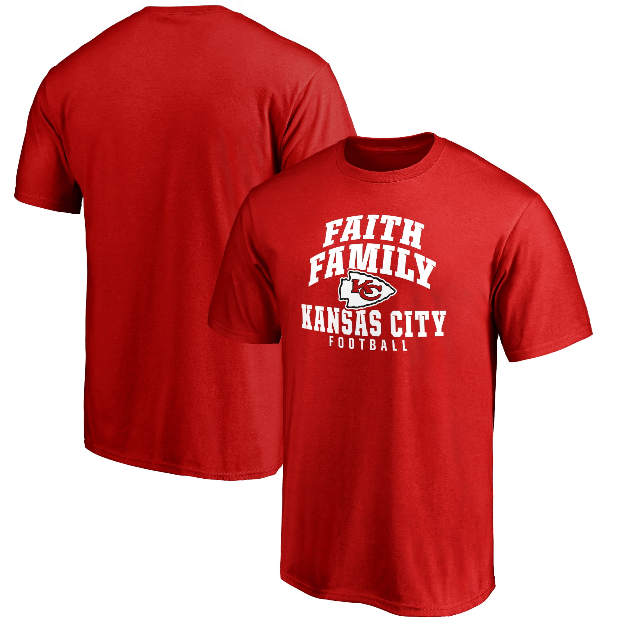 Men's Red Kansas City Chiefs Faith Family T-Shirt - Walmart.com