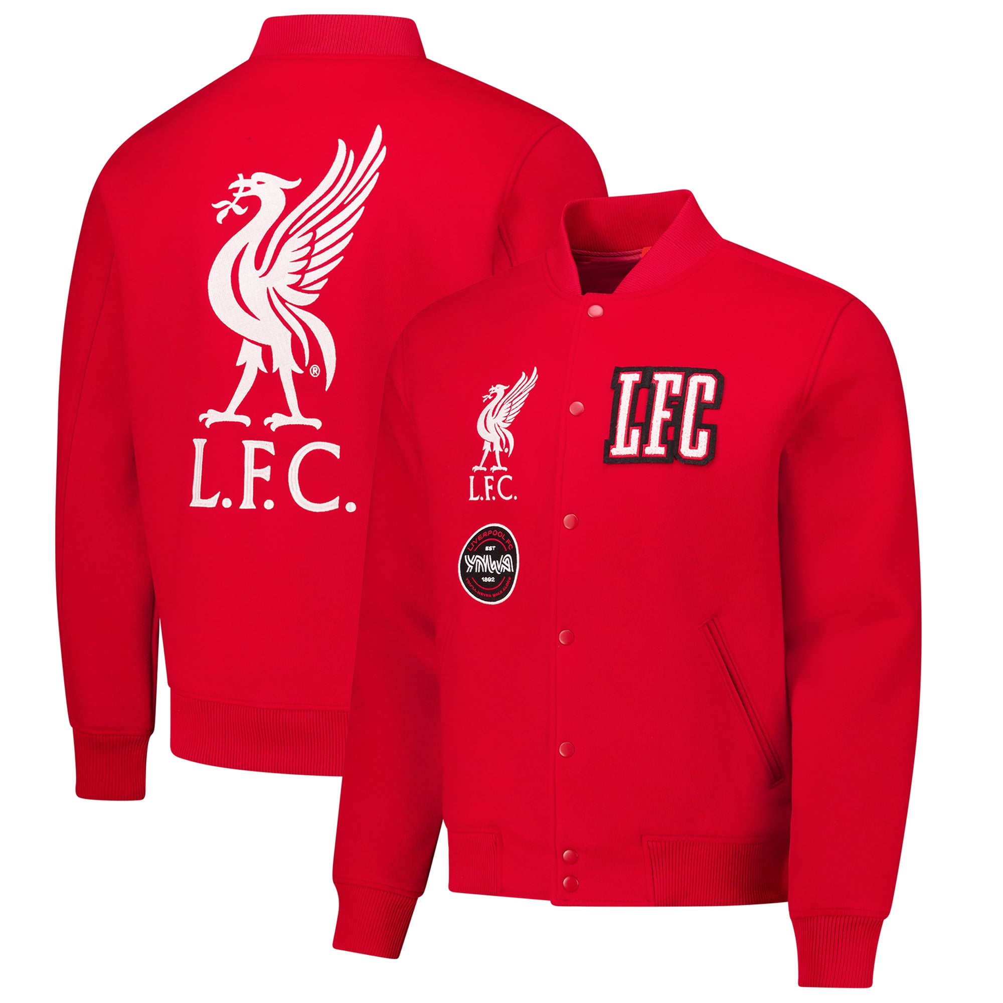 Men's Red Liverpool Supporter's Full-Snap Varsity Jacket - Walmart.com