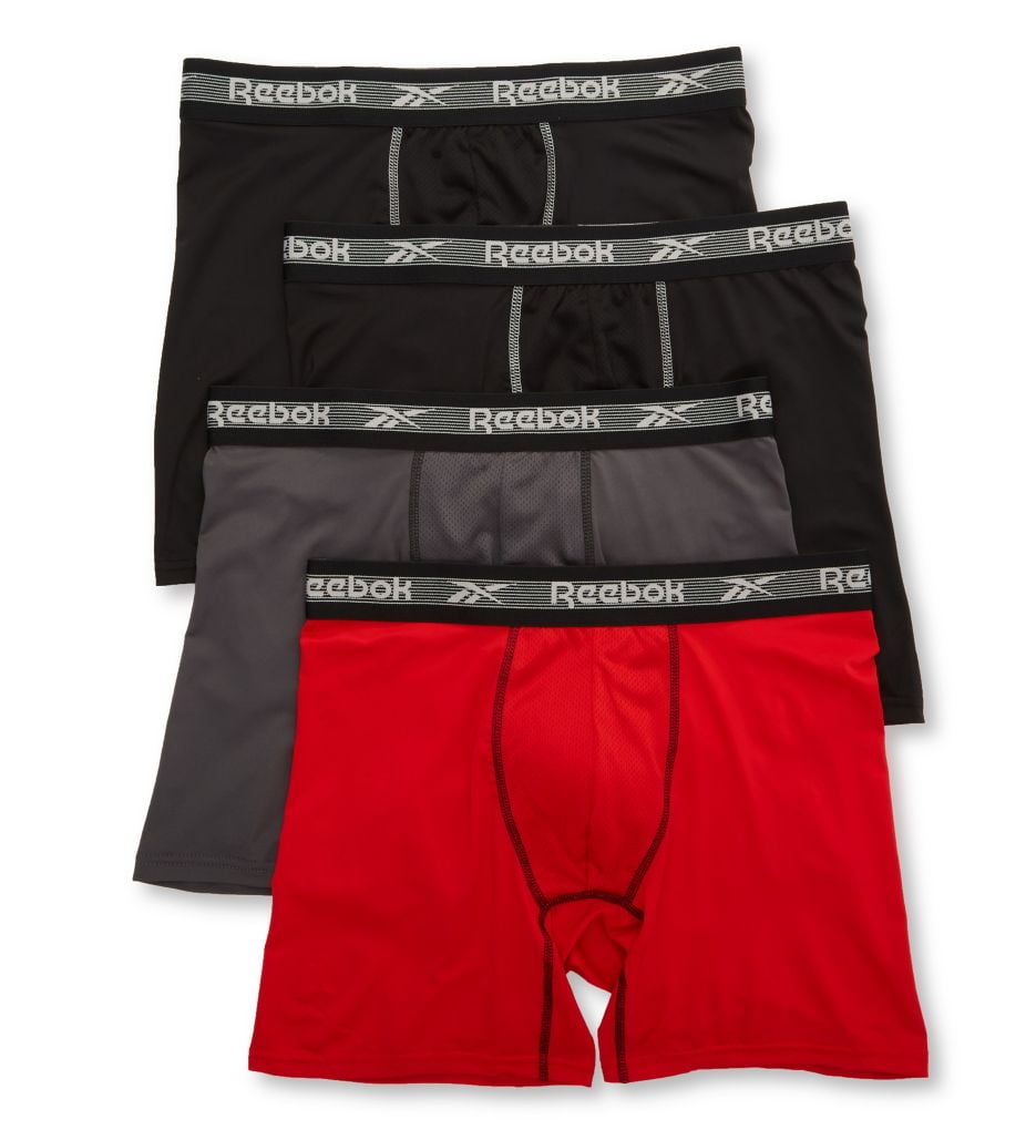 Men's Reebok 213PB43 Core Performance Boxer Briefs - 4 Pack (Black ...