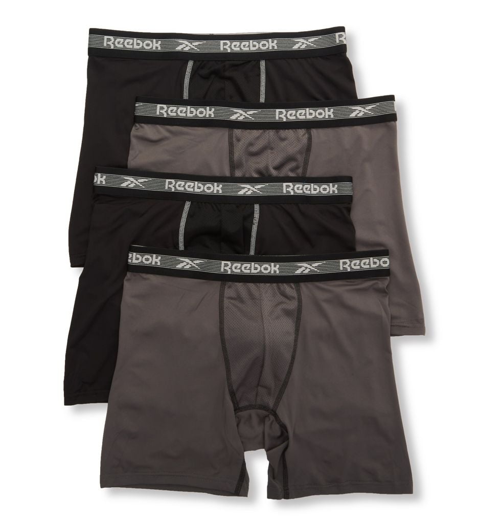 Men's Reebok 213PB43 Core Performance Boxer Briefs - 4 Pack (Black ...