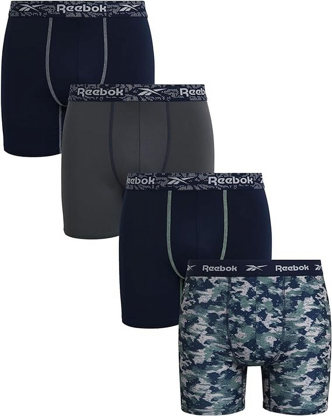 Men's Reebok 4-Pack Performance 6" Boxer Briefs Color: Blue Black Pearl ...