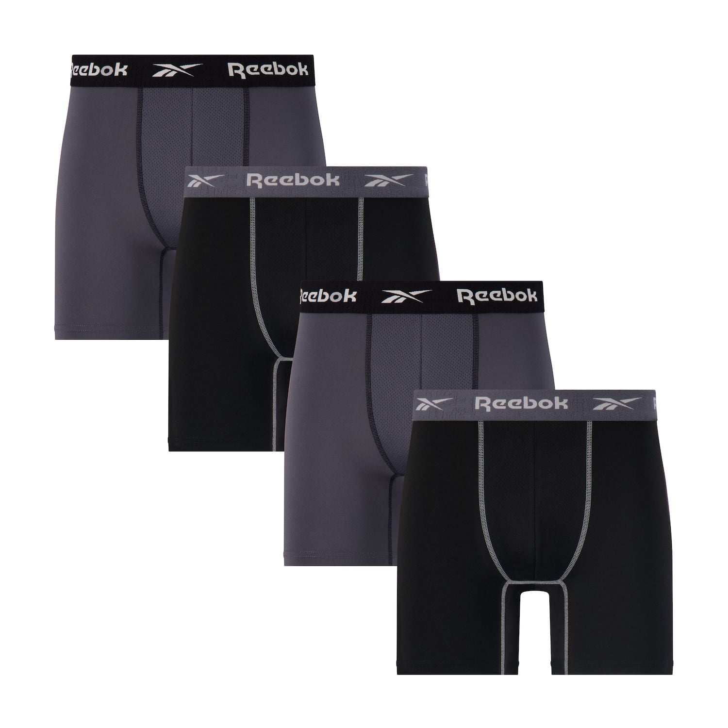 Men's Reebok 4-Pack Performance 6" Boxer Briefs Color: Blackened Pearl ...