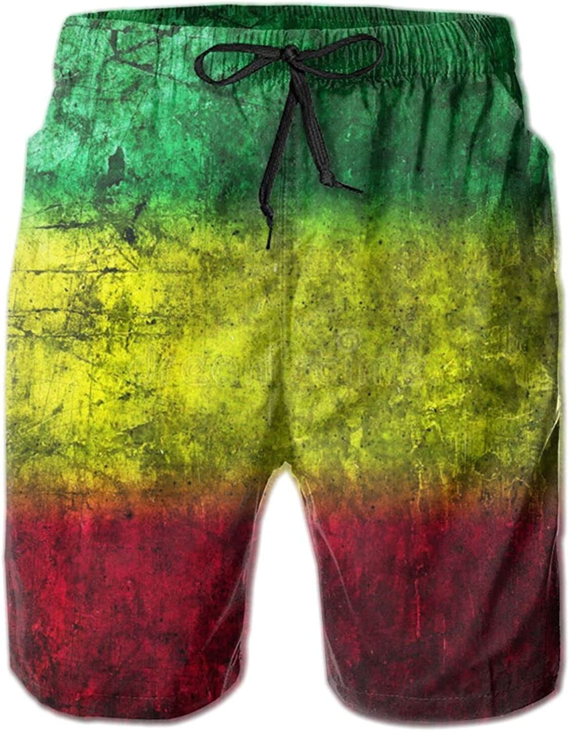 Men's Reggae Rasta Flag Swim Trunks Quick Dry Summer Surf Beach Shorts ...