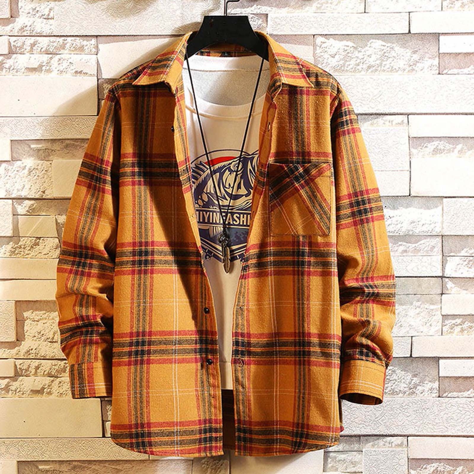 Men's Regular Fit Flannel Plaid Shirts, Casual Classic Button Down ...