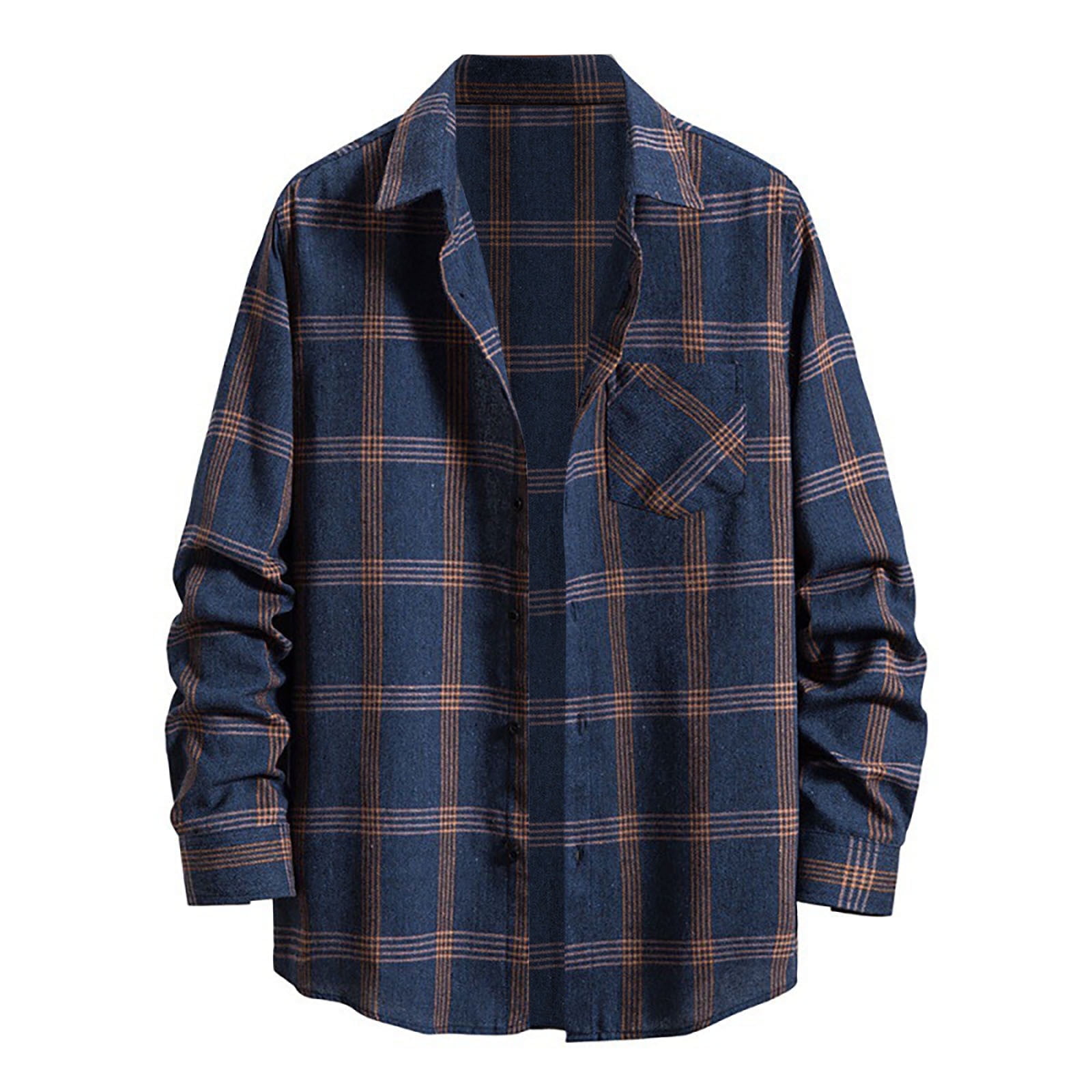 Men's Regular Fit Plaid Flannel Shirts Button Down Shirts Long Sleeve ...