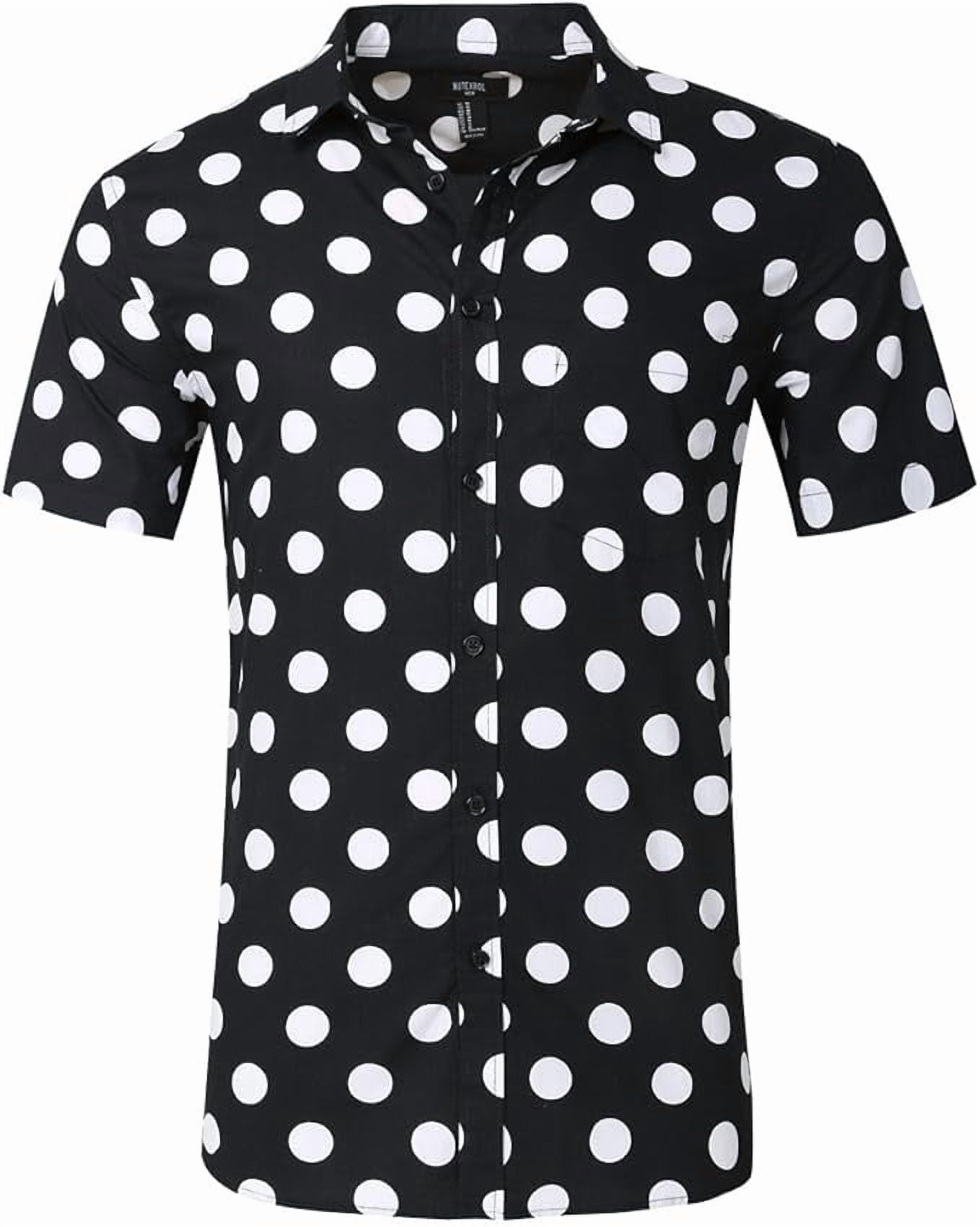 Men's Regular Fit Short Sleeve Dress Shirt Premium Polka Dot Prints ...