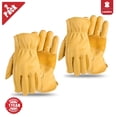 PortableOut Men's Reinforced Cowhide Leather Work Gloves, XL ...