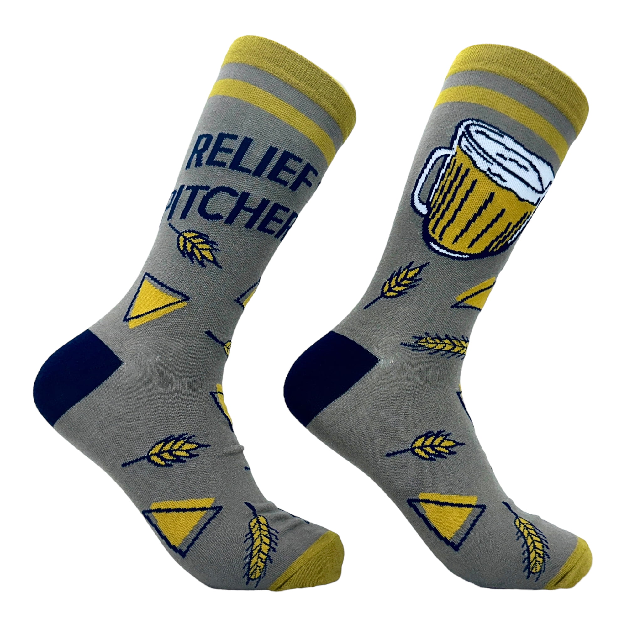 Men's Relief Pitcher Socks Funny Beer Lovers Drinking Joke Novelty ...