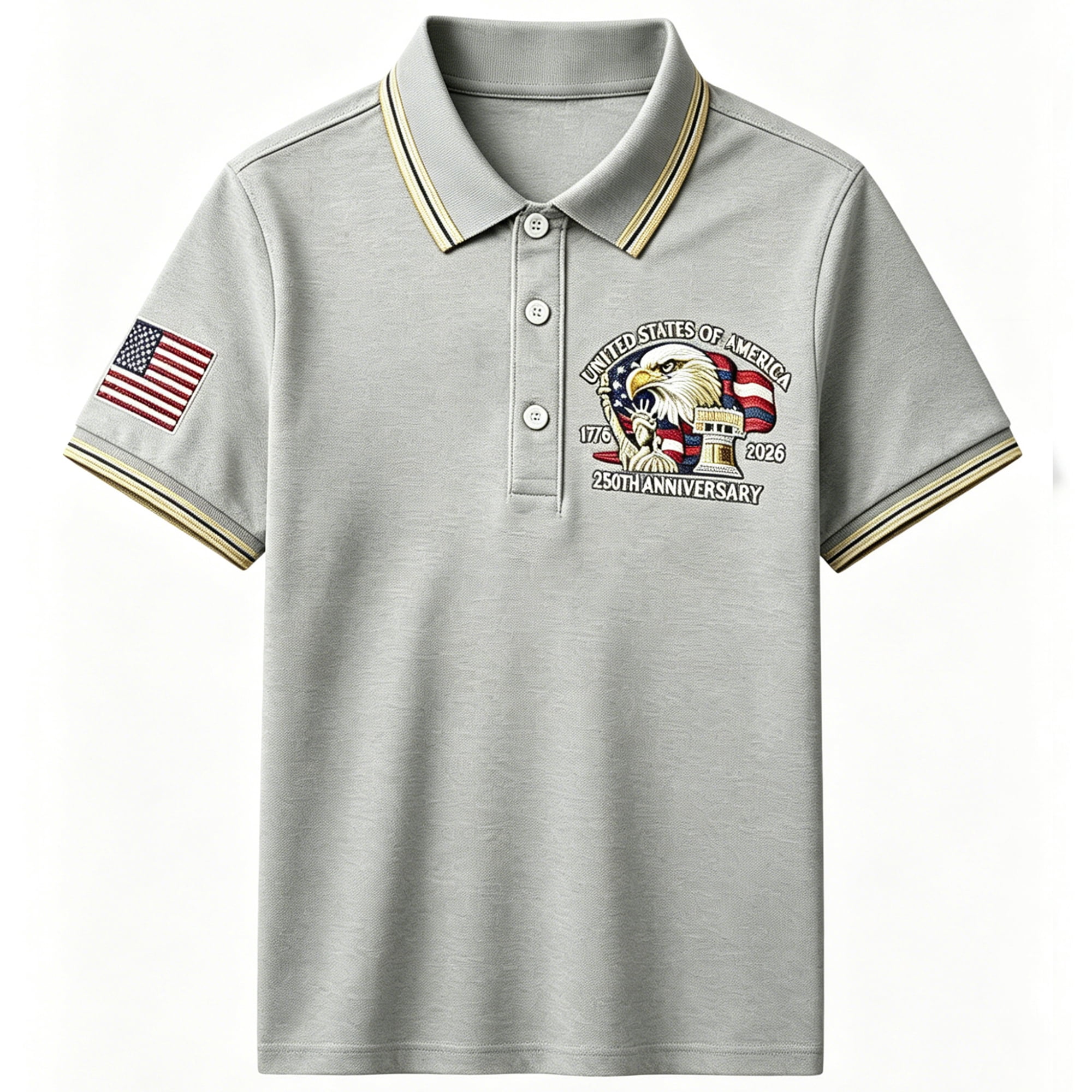 Men's Retro 250Th Anniversary of The United States Print Polo Shirt ...