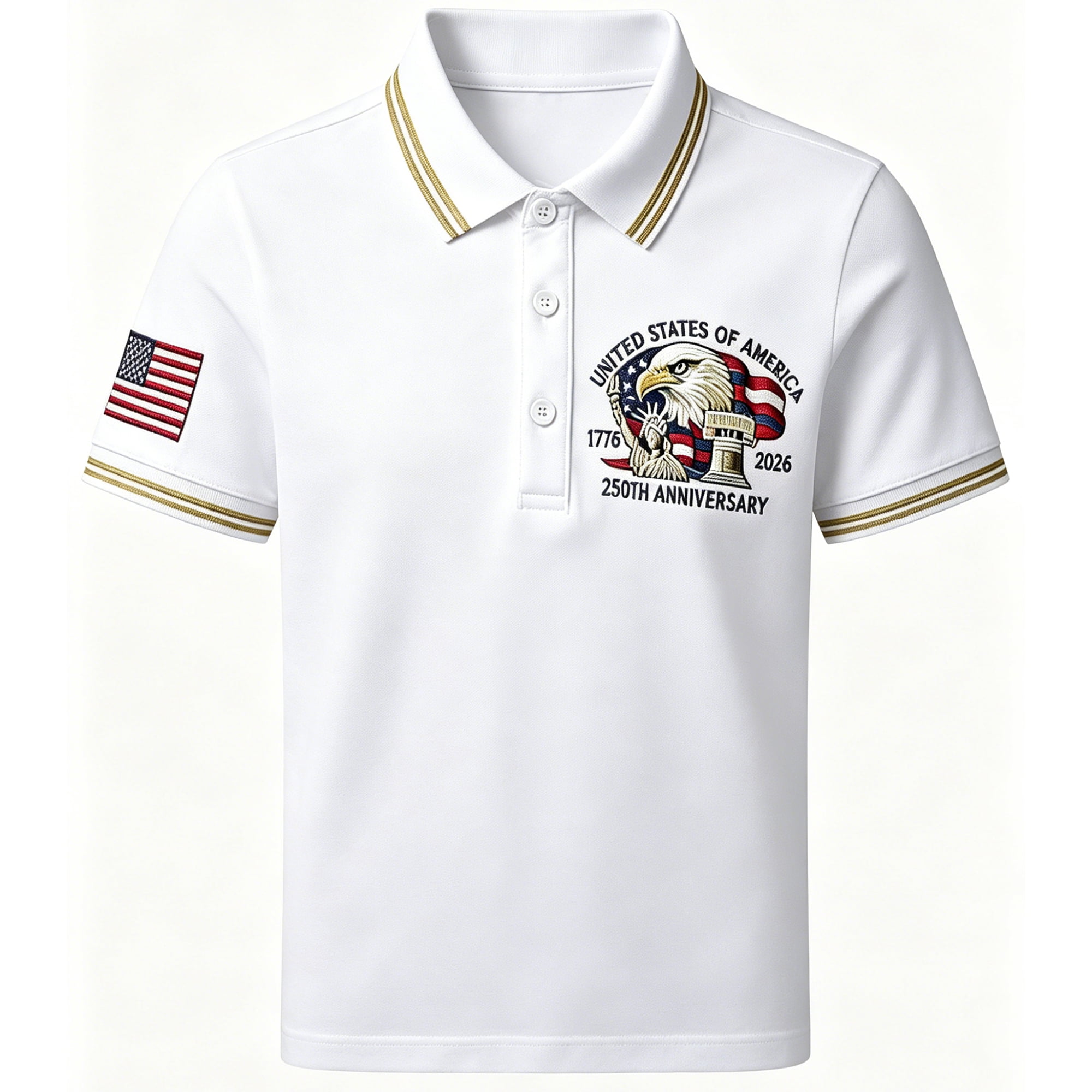 Men's Retro 250Th Anniversary of The United States Print Polo Shirt ...