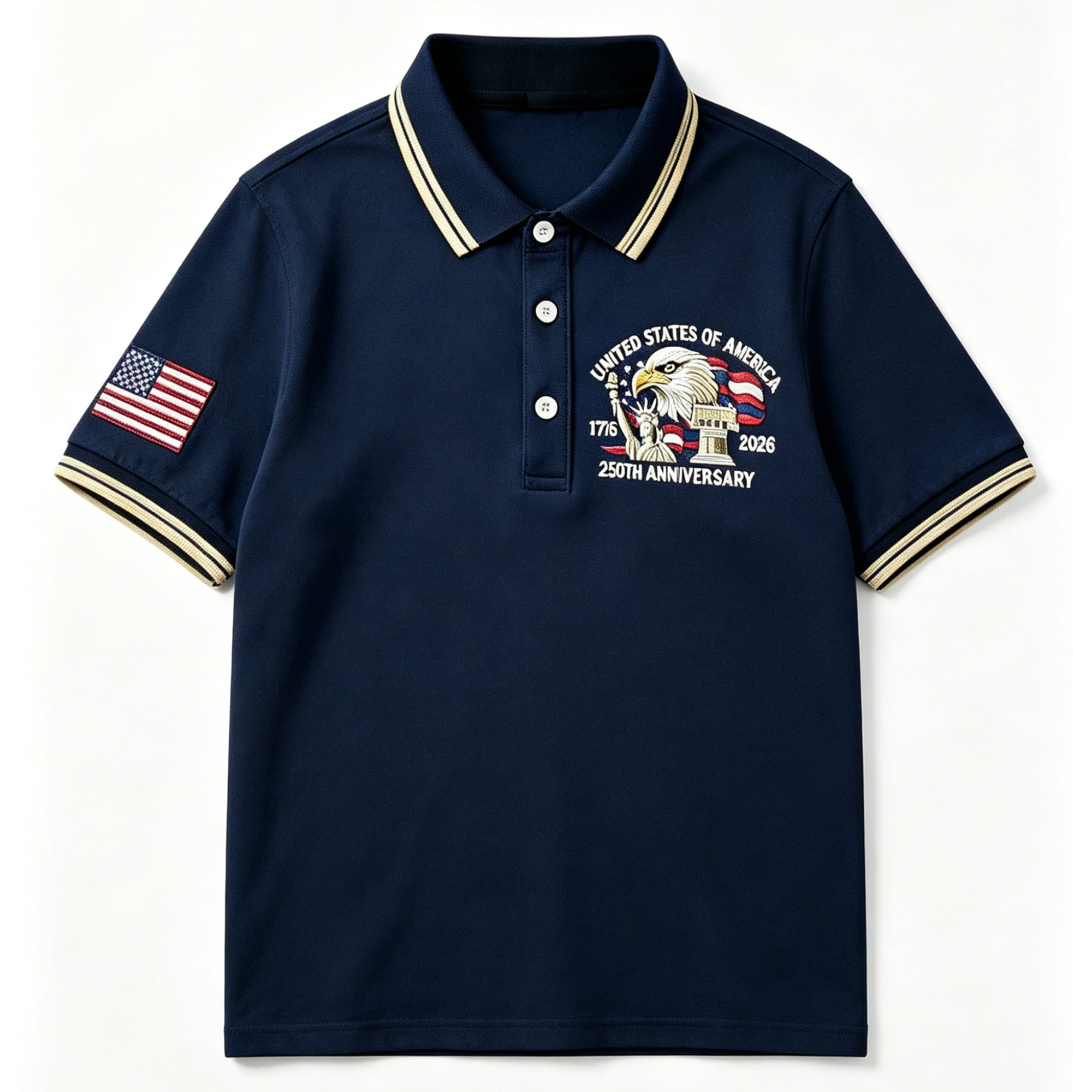 Men's Retro 250Th Anniversary of The United States Print Polo Shirt ...