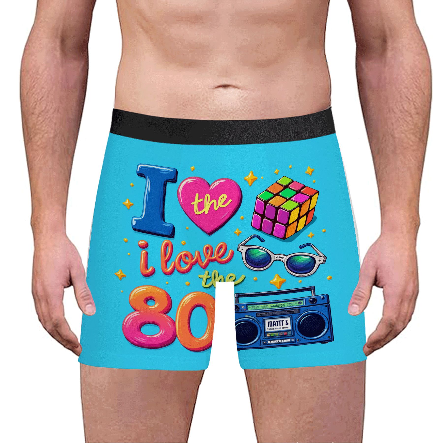 Men's Retro 80 ' s Boxer Briefs - Vibrant Blue with ' I Love the 80 ' s ...