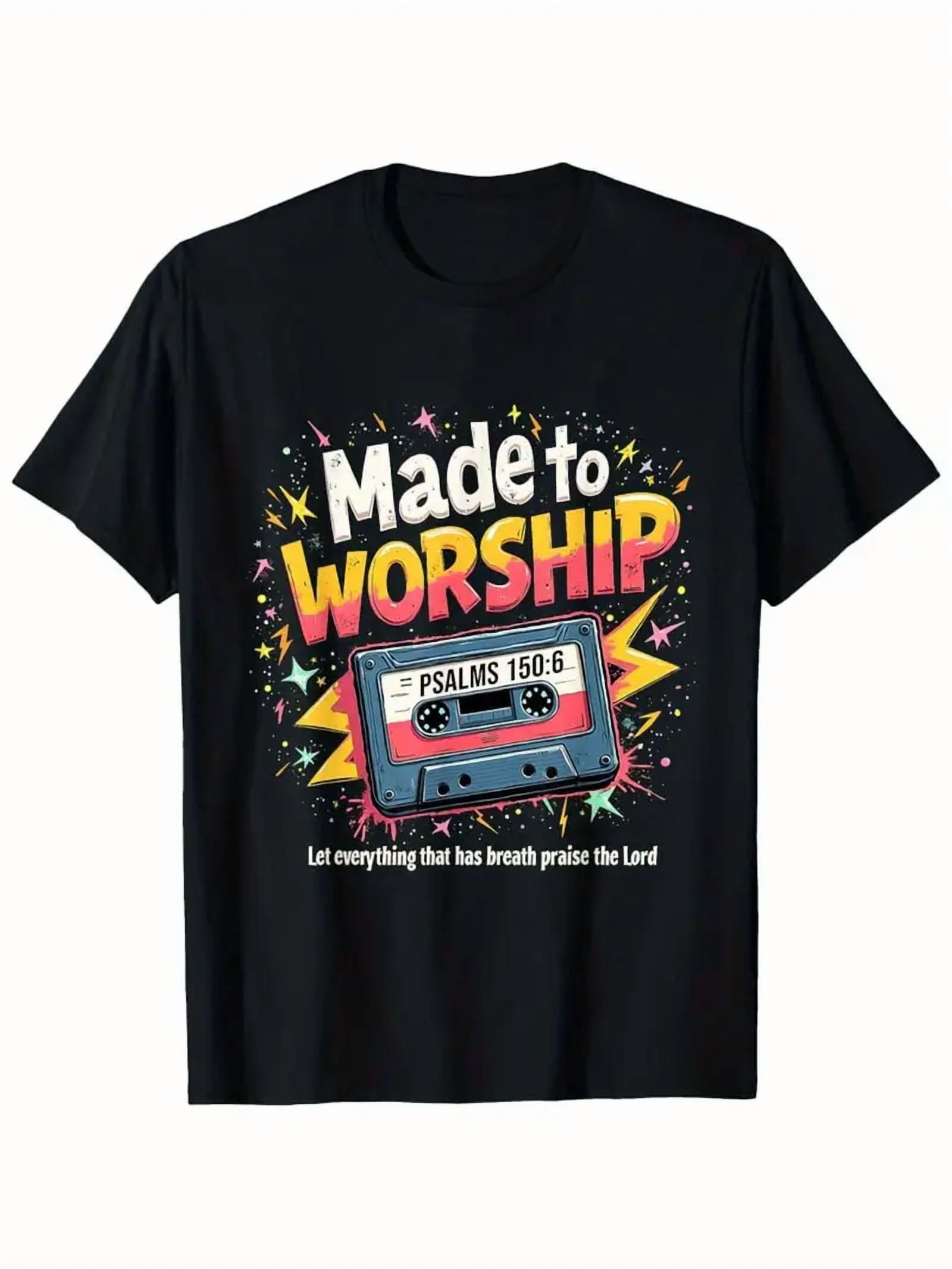Men's Retro Cassette Worship T-Shirt - Psalms 150:6 Scripture Design ...