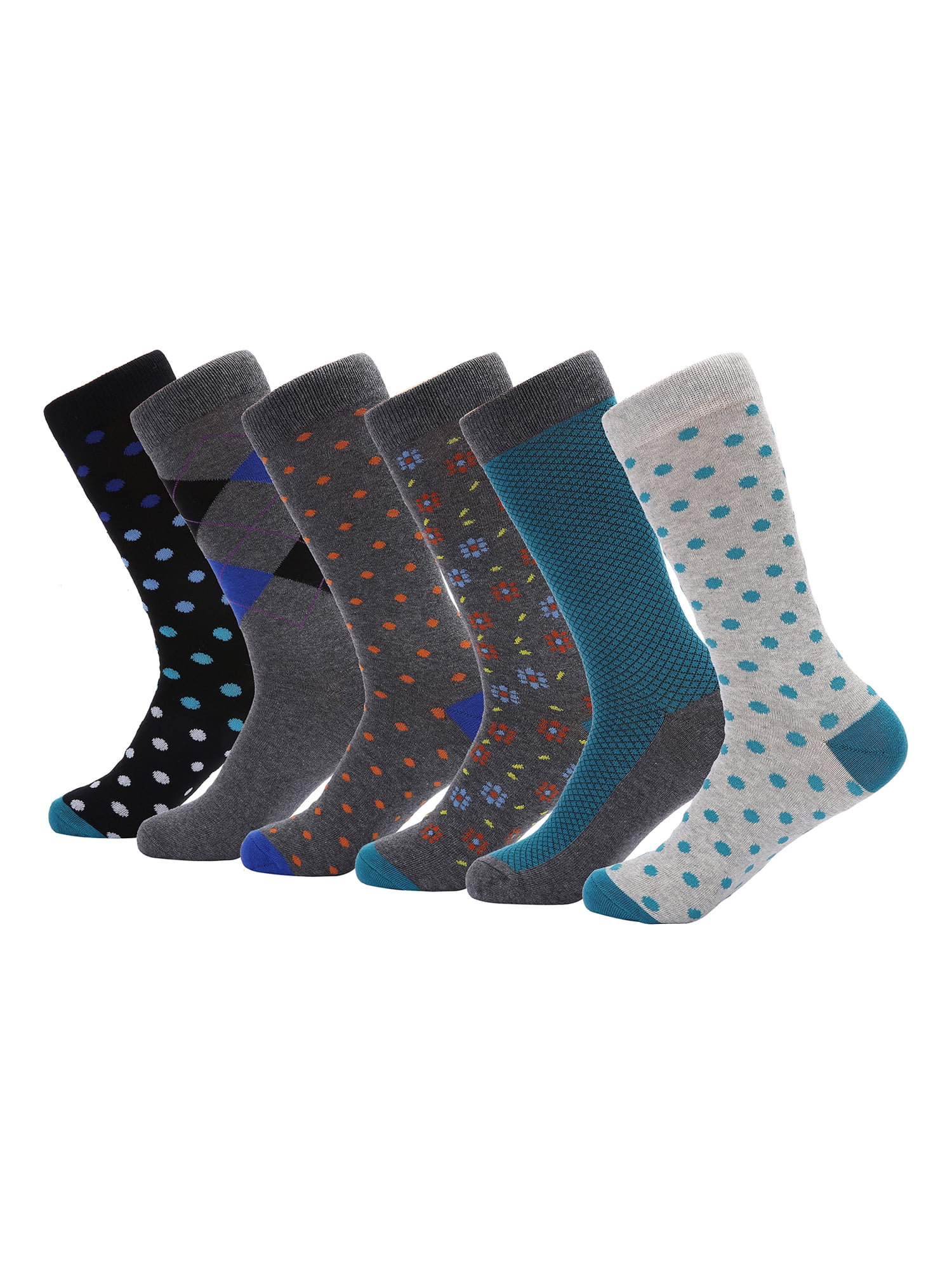 Men's Retro Collection Dress Socks 6 Pack Color: Spiffy Collection Size ...