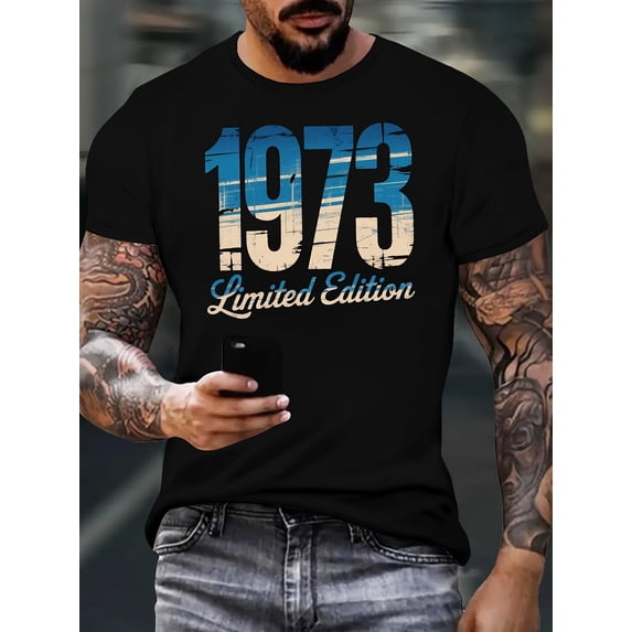 Men's Retro Distressed 1973 Limited Edition Birthday Graphic T-Shirt ...
