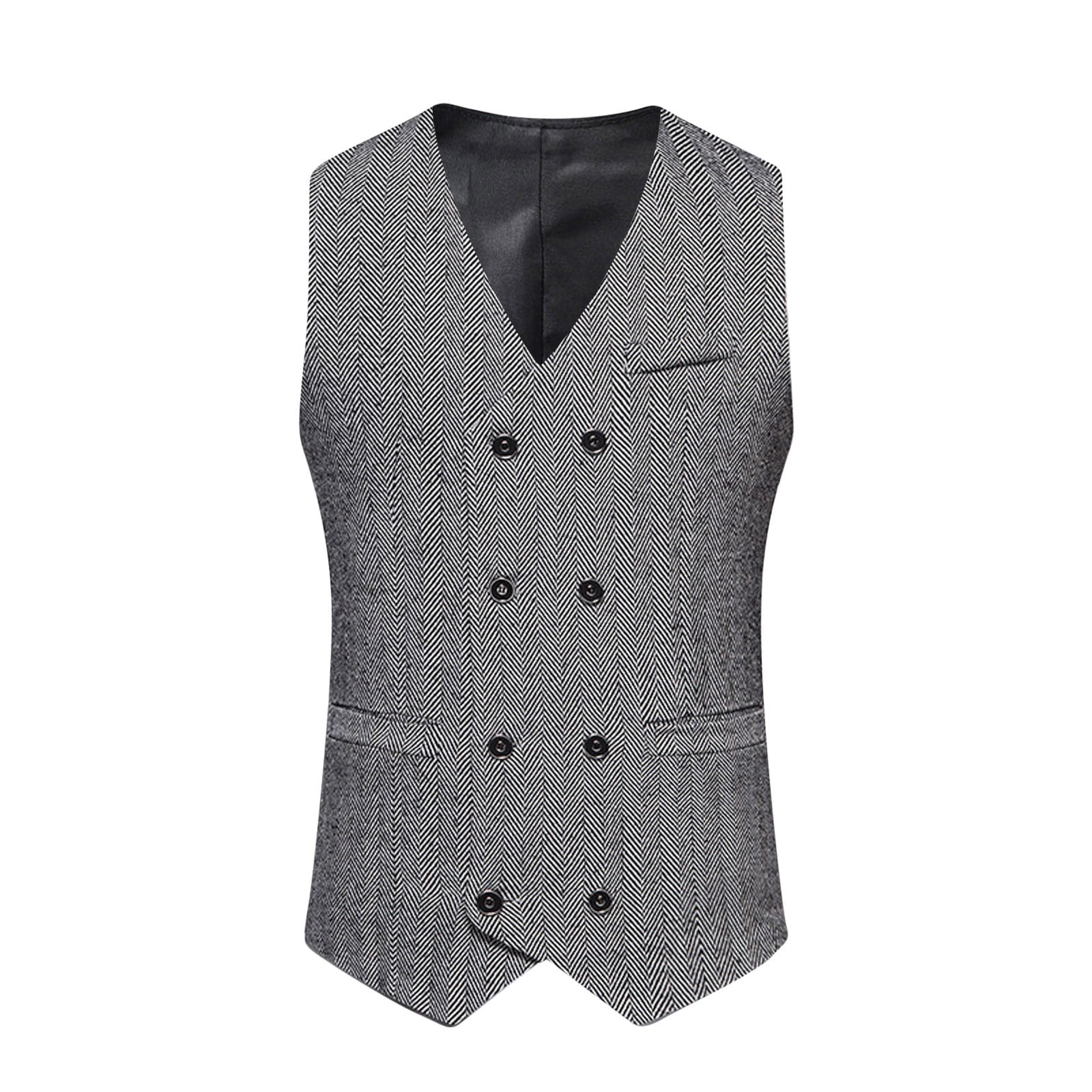Men's Retro Double Vest - Fashionable Solid Color Suit Waistcoat ...