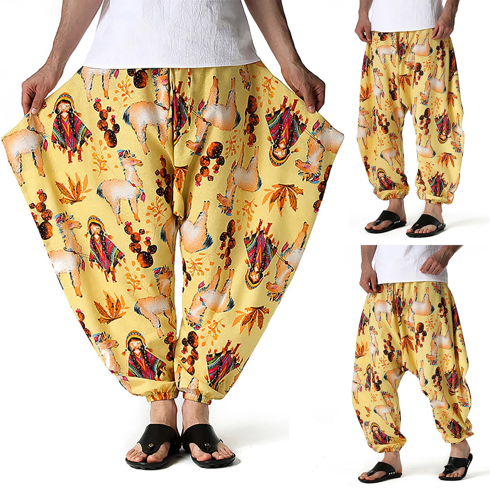 Men's Retro Harlan Flying Loose Home Pants - Walmart.com