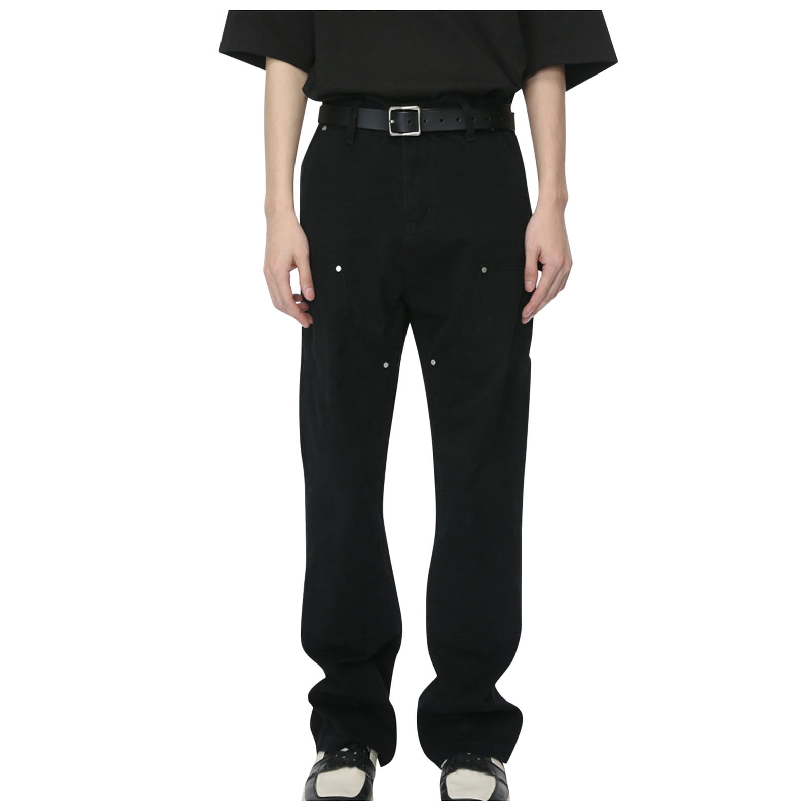 Men's Retro Lumber Pants Straight Leg Cargo Jeans Cargo Pants Black ...