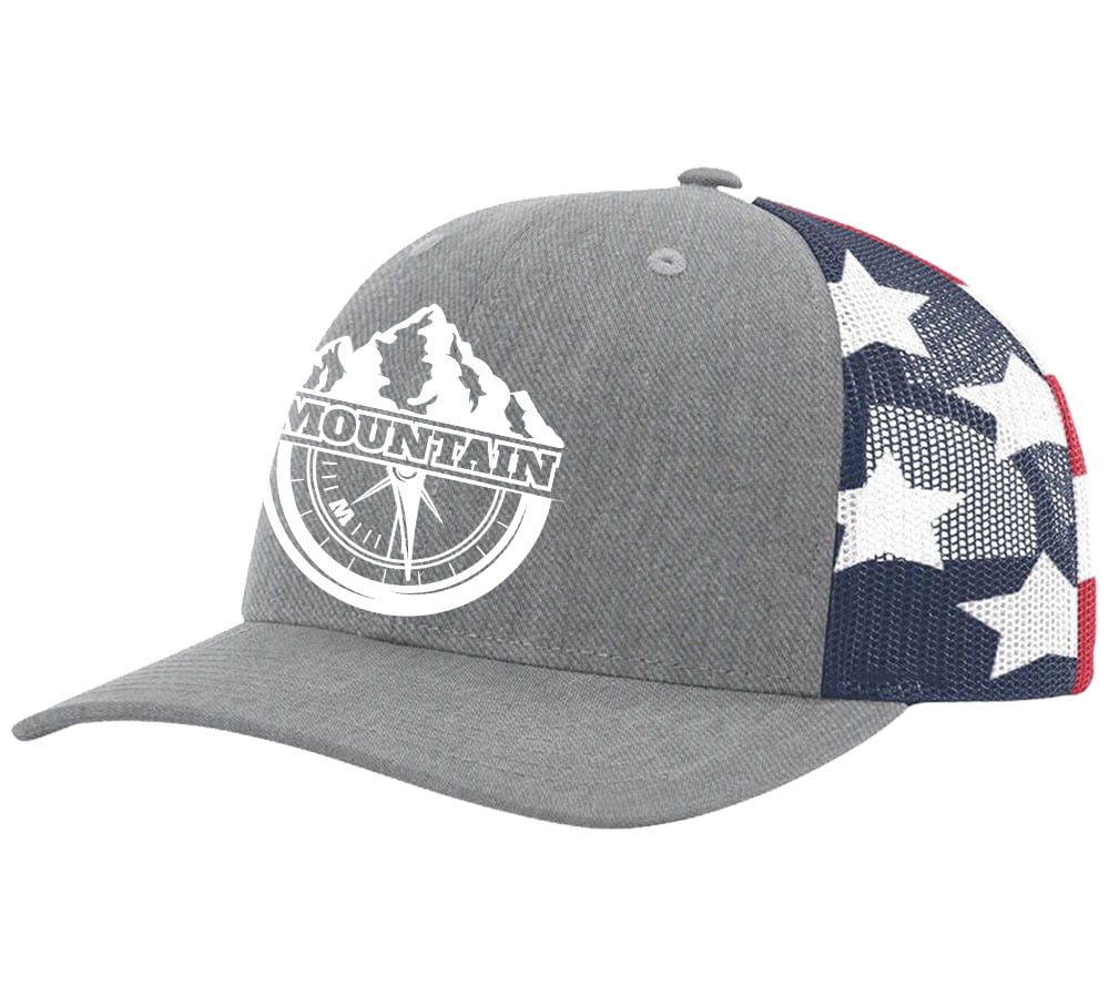 Men's Retro Mountain Compass Outdoors Woodland Embroidered Mesh Back ...