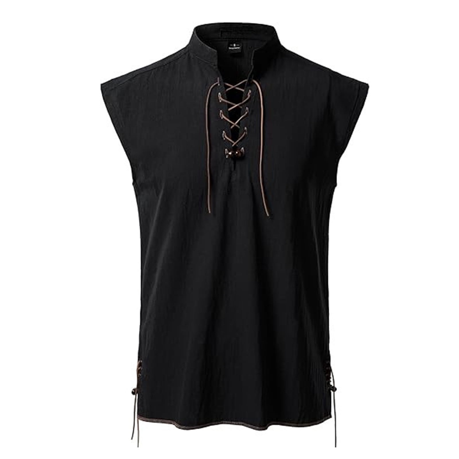 Men's Retro Tank Top Cotton Linen Pirate Renaissance Sleeveless Shirts ...