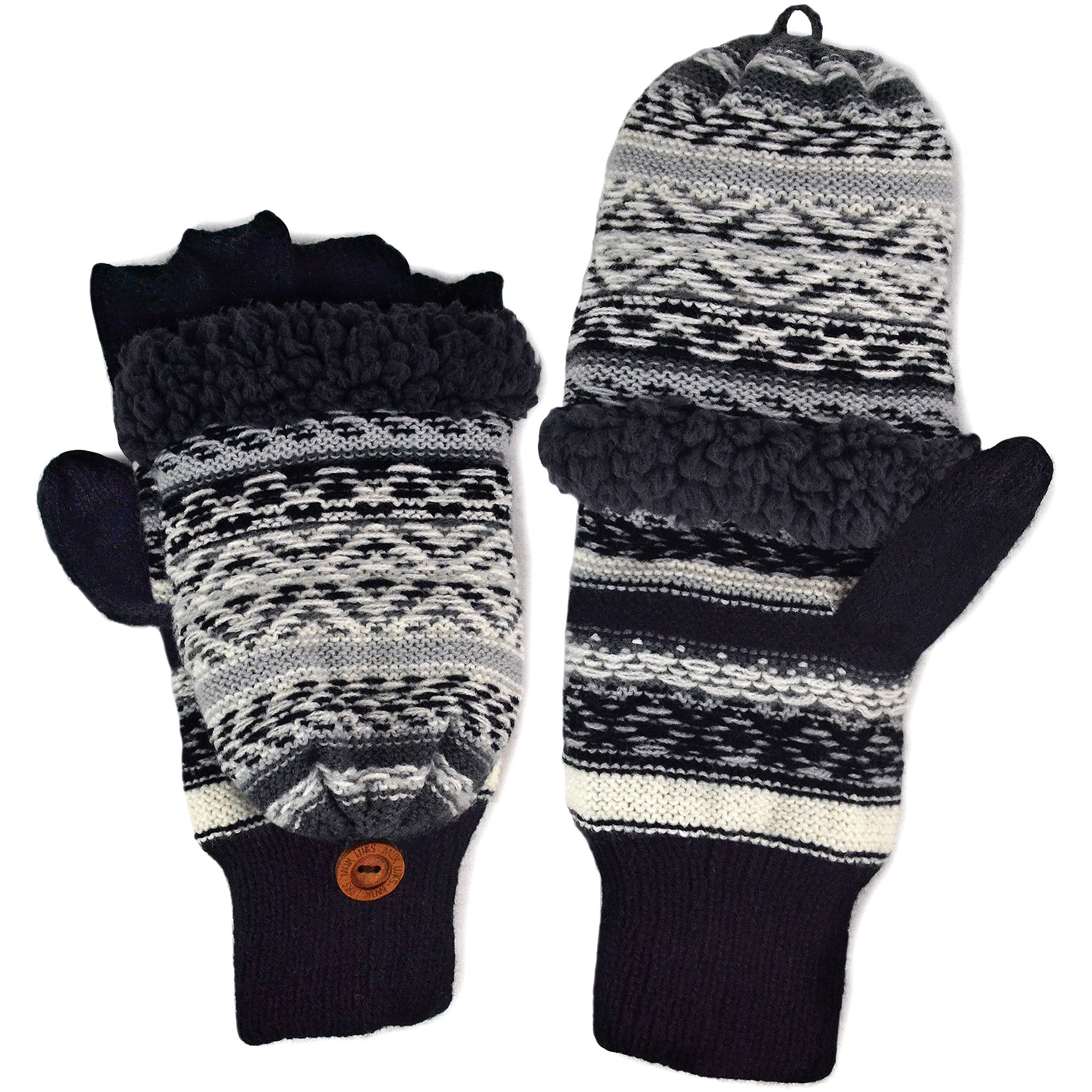 Men's Reverse Fairisle Textured Flip Mittens - Walmart.com