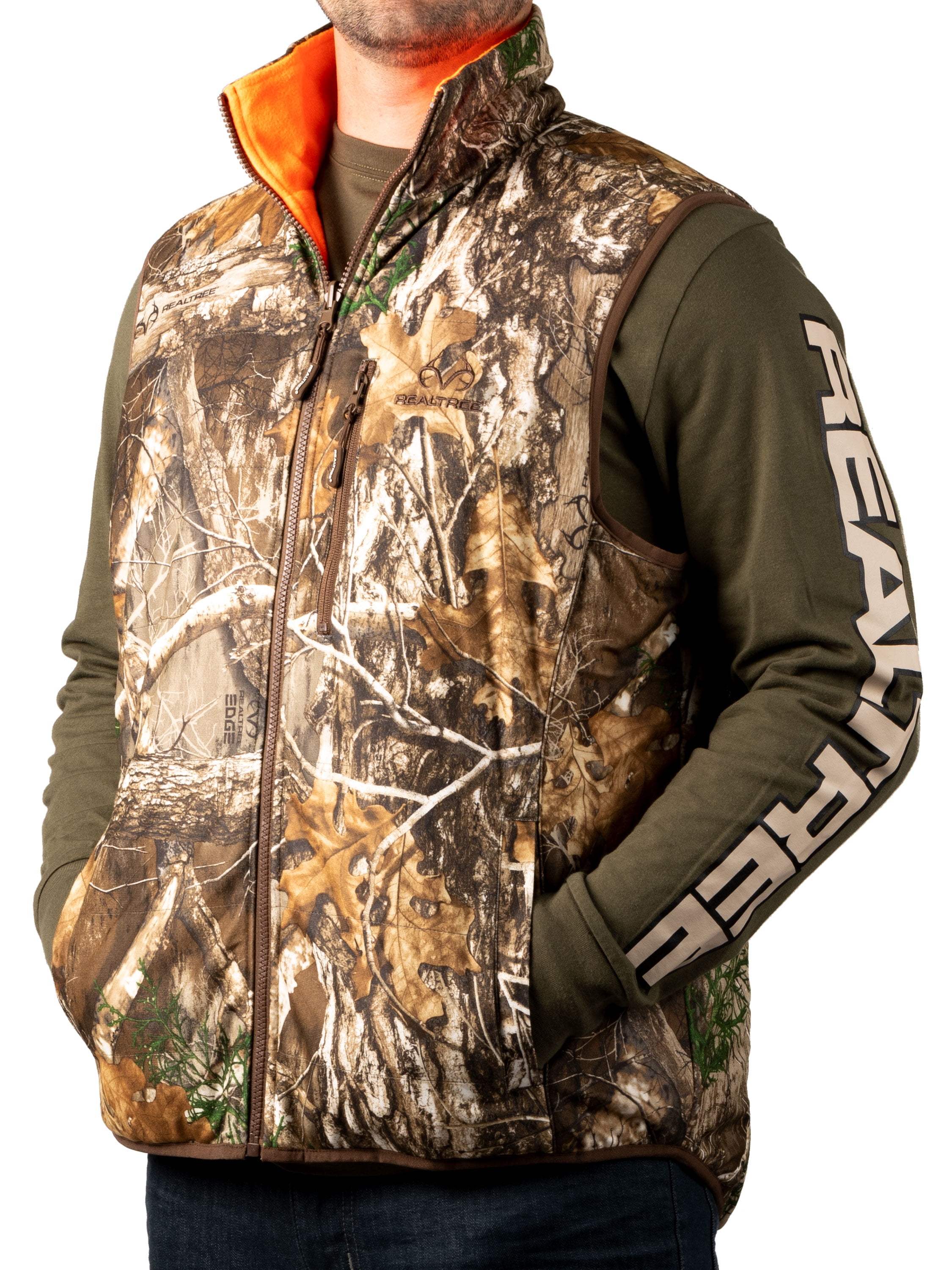 Men's Reversible Camo and Blaze Full-Zip Hunting Vest by Realtree ...