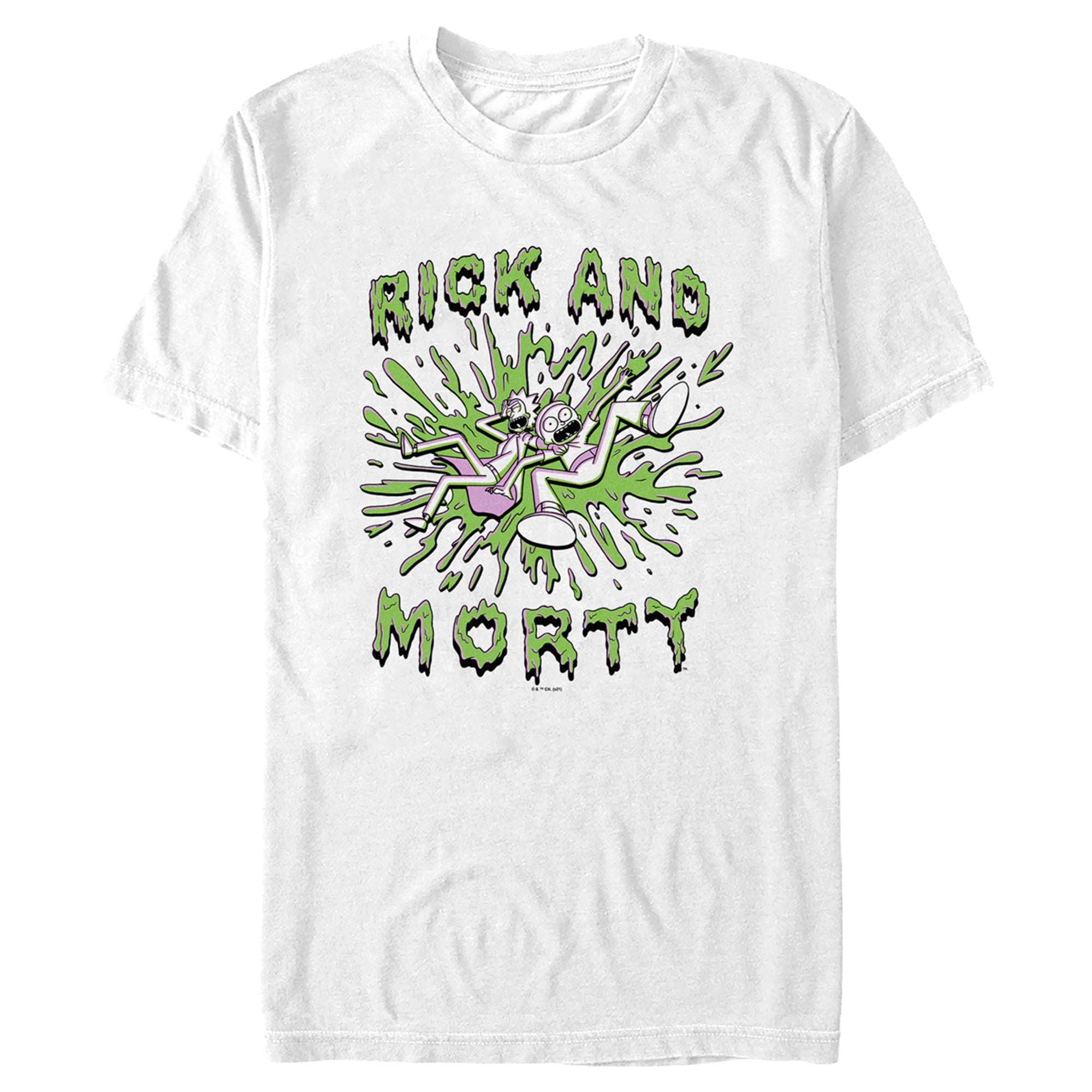 Men's Rick And Morty Screaming Green Slime Splash Graphic Tee White ...