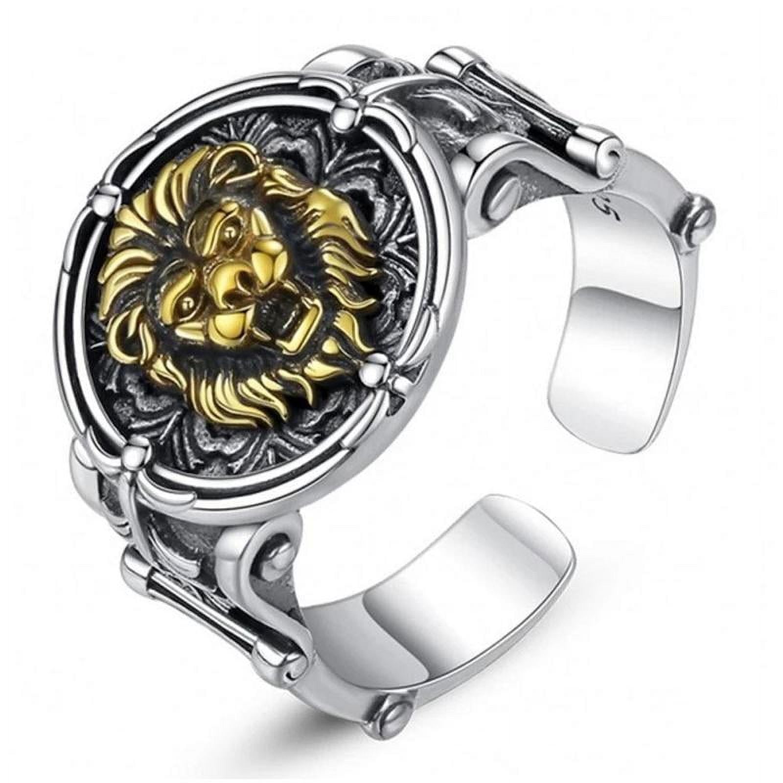 Men's Ring Carved Lion King Head Wider Ring's Fine Open Rings Fashion ...