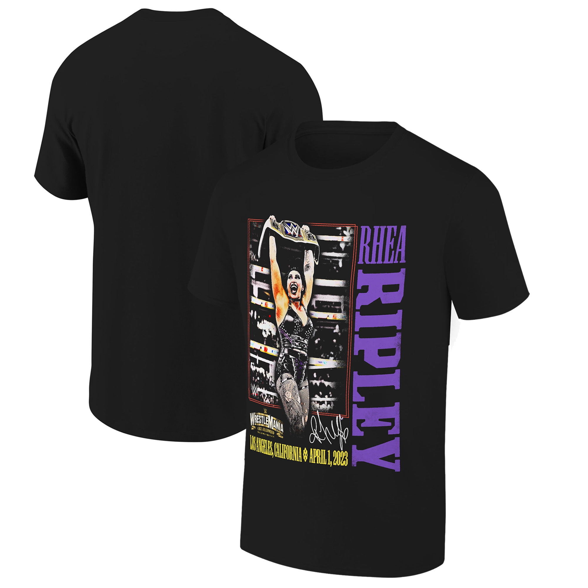 Men's Ripple Junction Black Rhea Ripley WrestleMania 39 Graphic T-Shirt ...