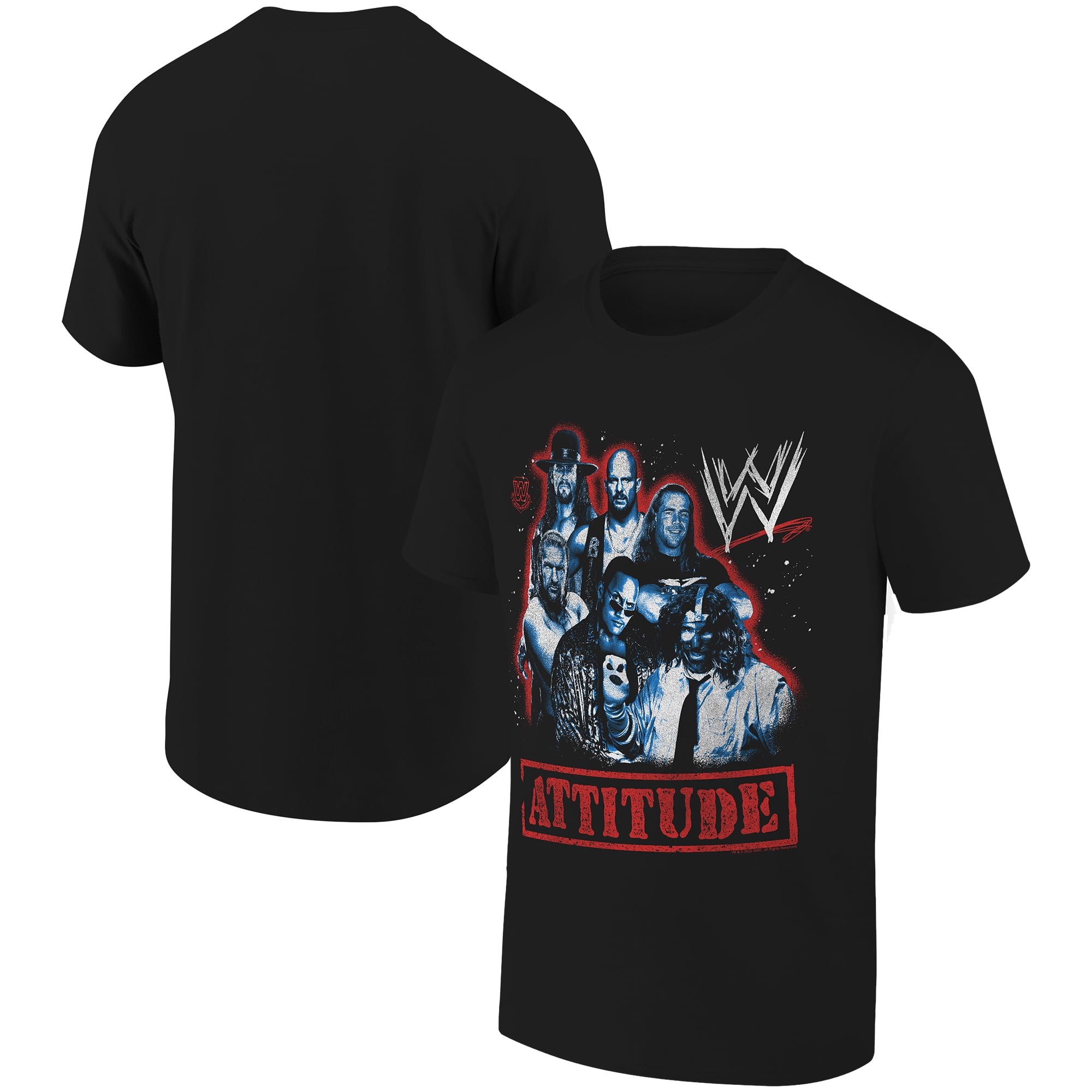 Men's Ripple Junction Black WWE Attitude Era Collage Graphic T-Shirt ...