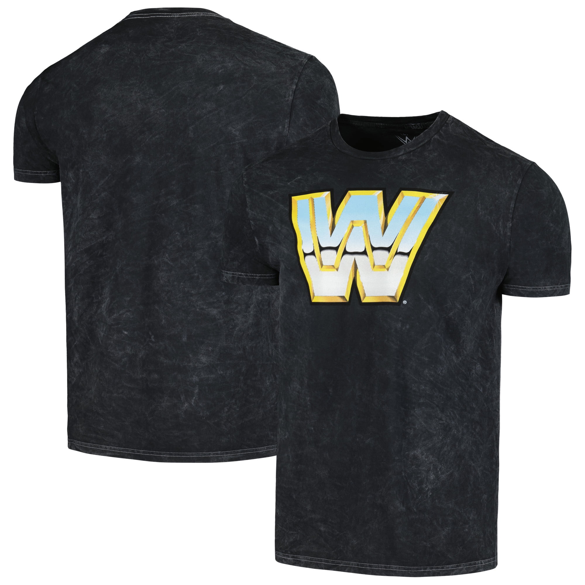 Men's Ripple Junction Black WWE Retro Logo Mineral Wash T-Shirt ...