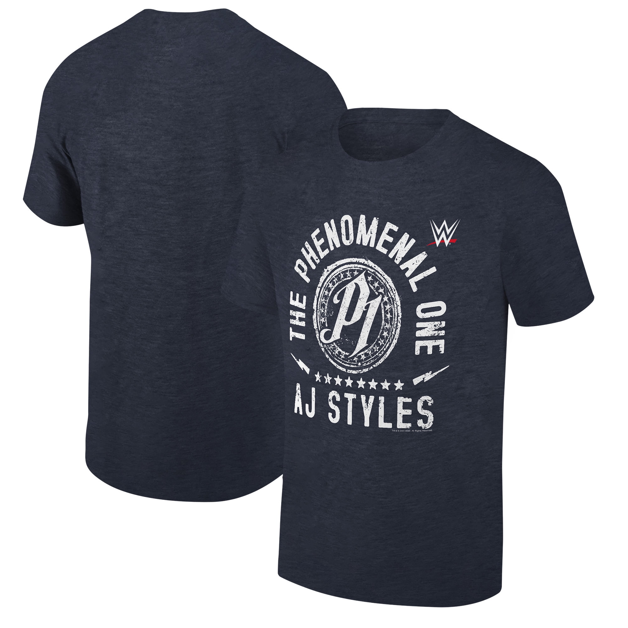 Men's Ripple Junction Heather Navy AJ Styles The Phenomenal One T-Shirt ...