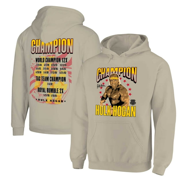 Men's Ripple Junction Natural Hulk Hogan WWE Champion Fleece Pullover ...