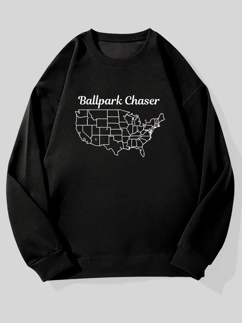 Men's Road Trip Graphic Sweatshirt - Ballpark Chaser Design with 50 US ...