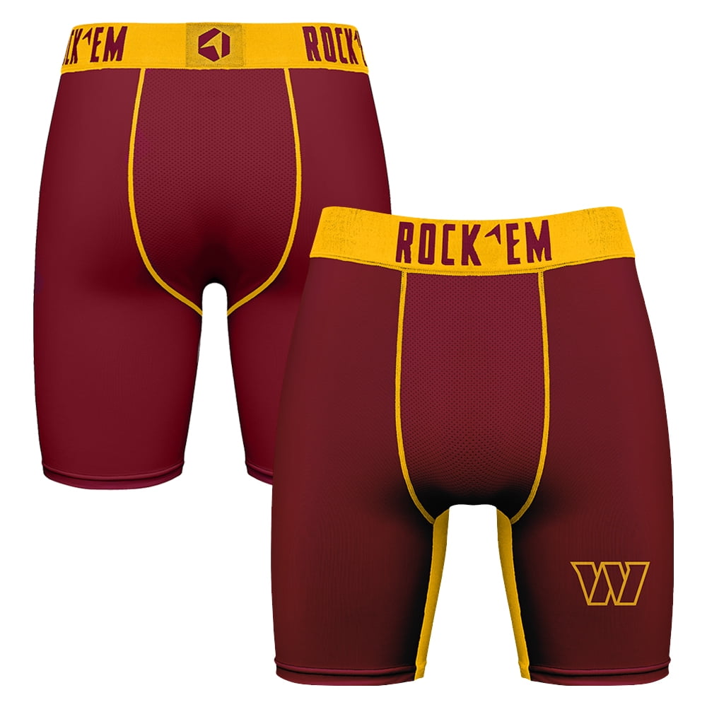 Men's Rock Em Socks Burgundy Washington Commanders Primary Logo Boxer ...