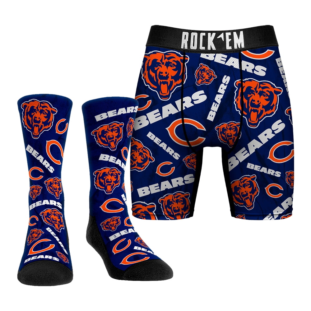 Men's Rock Em Socks Chicago Bears All-Over Logo Underwear and Crew ...