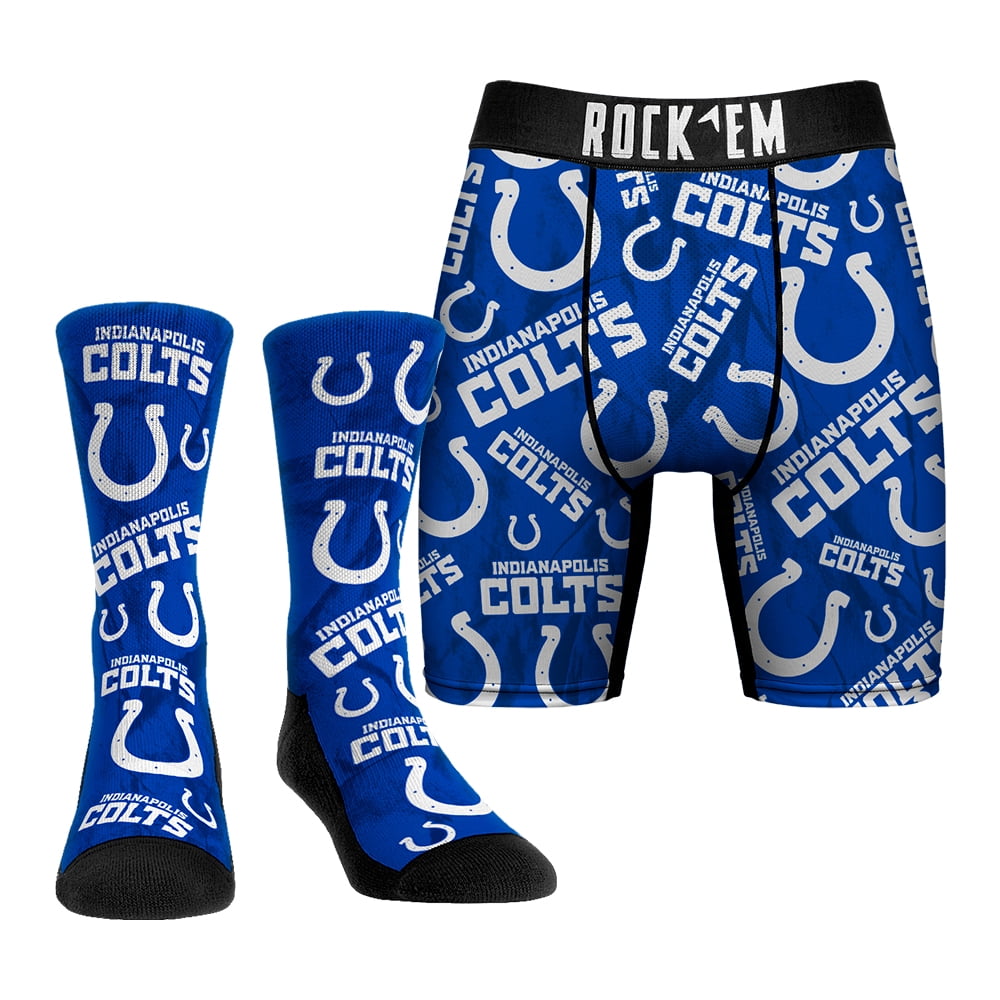 Men's Rock Em Socks Indianapolis Colts All-Over Logo Underwear and Crew ...